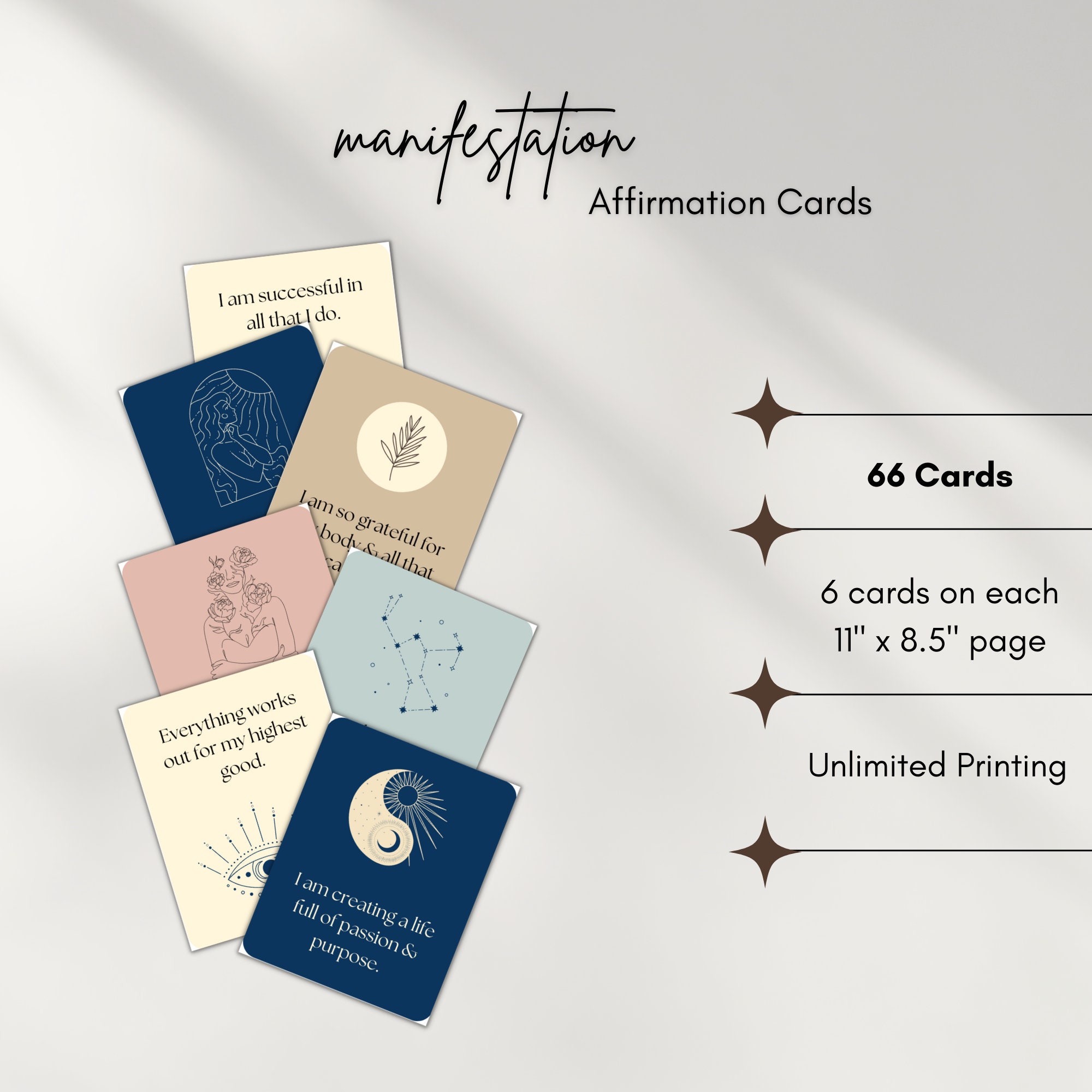 182 Affirmation Cards Printable Bundle, Positive Affirmation Cards ...