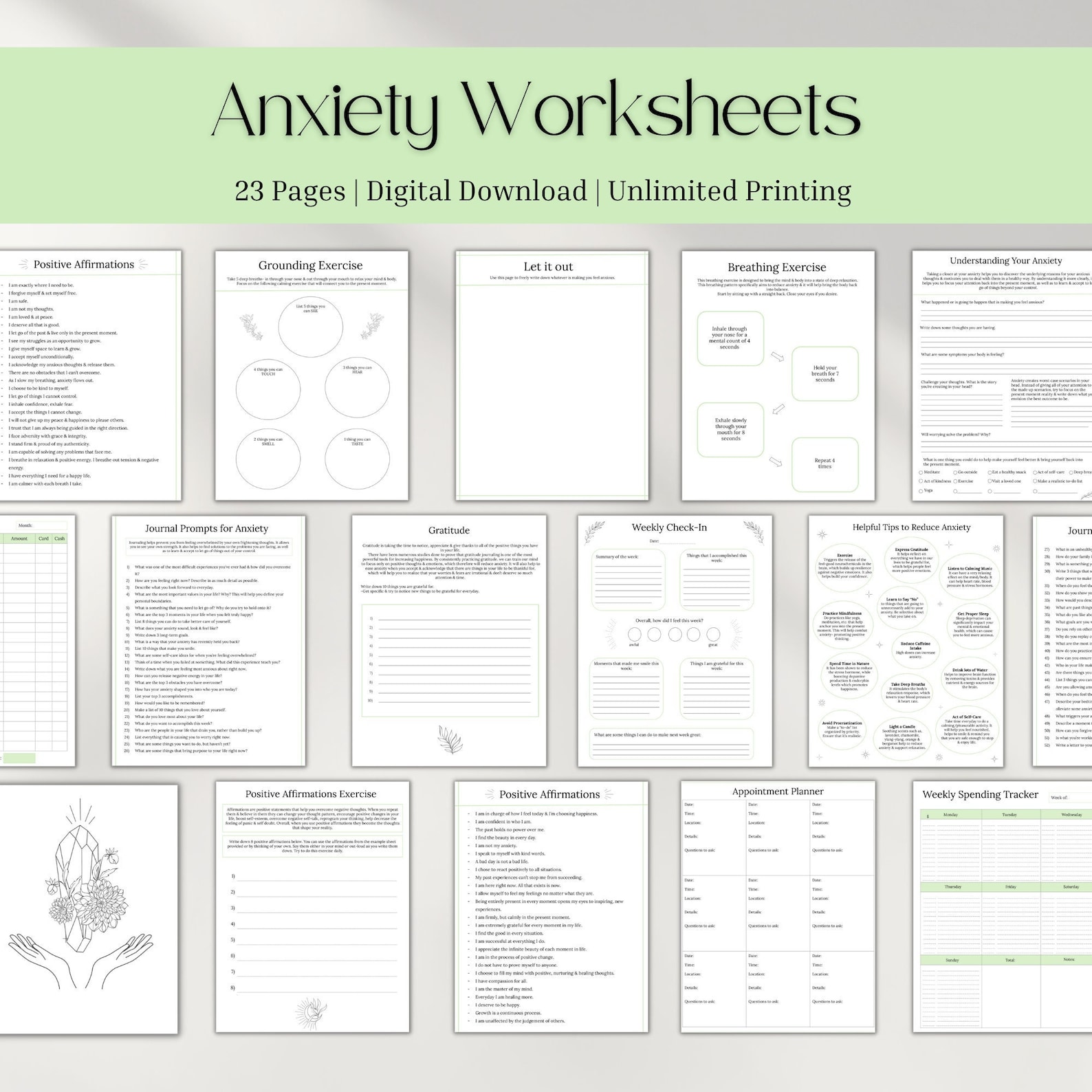Anxiety Printable Worksheets Anxiety Journal Digital Mental - Etsy