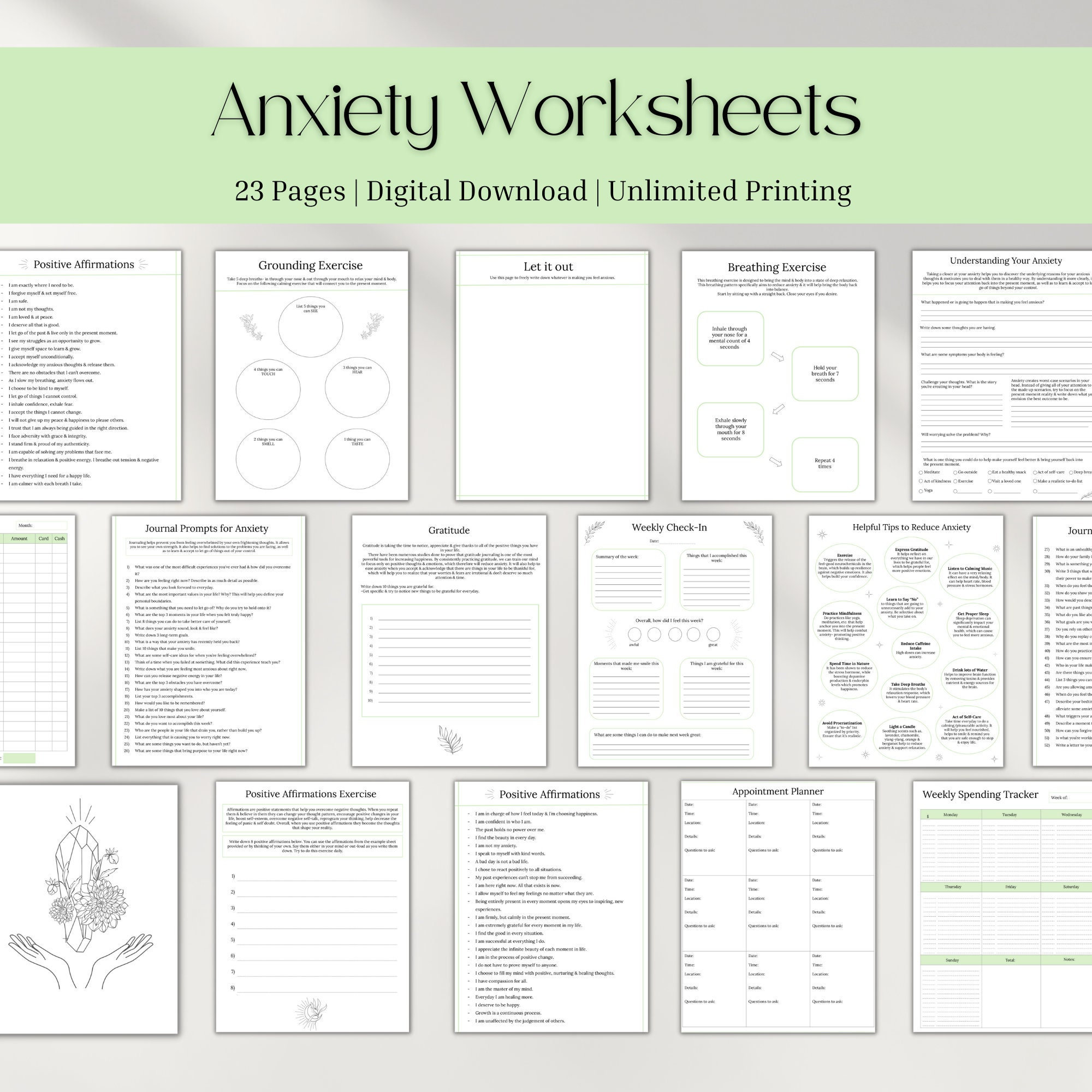 Anxiety Printable Worksheets Anxiety Journal Digital Mental - Etsy