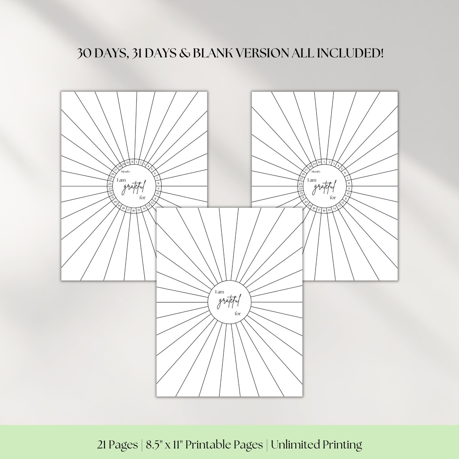 Gratitude Sunshine Log Printable Sun Ray Bullet Journal - Etsy