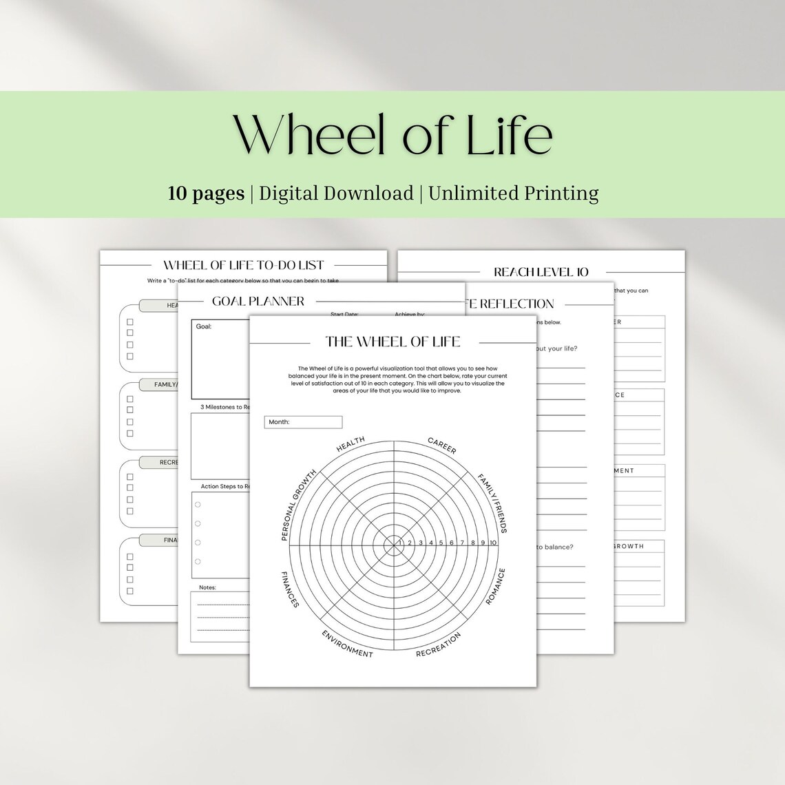 Wheel of Life Worksheet Template Wheel of Life Printable - Etsy Canada