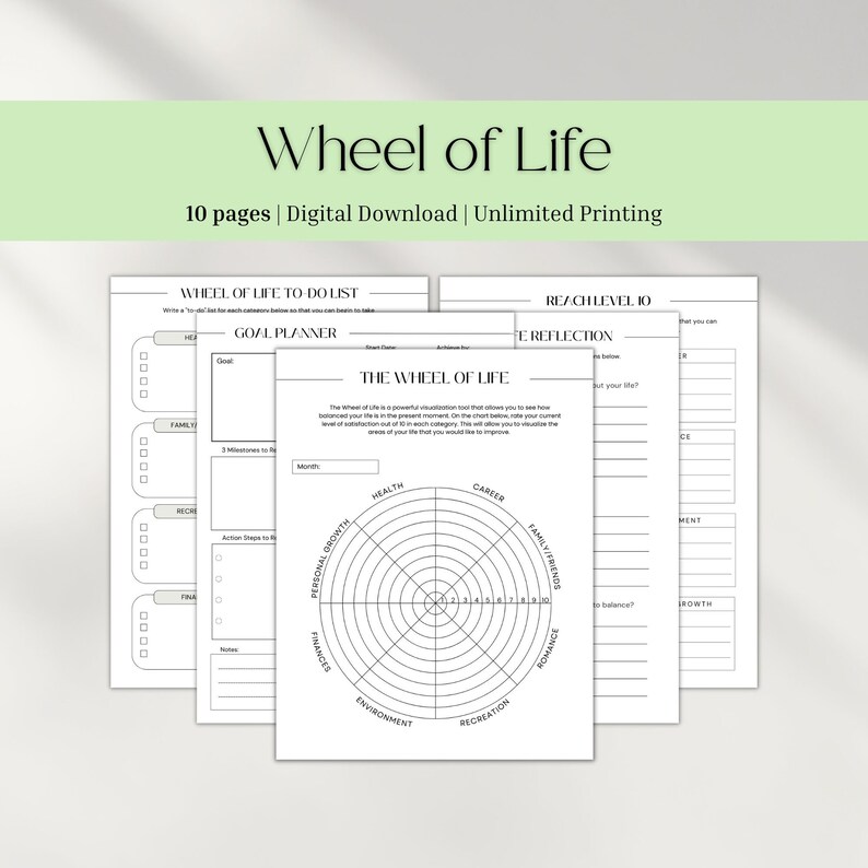 Wheel of Life Worksheet Template Wheel of Life Printable - Etsy Canada