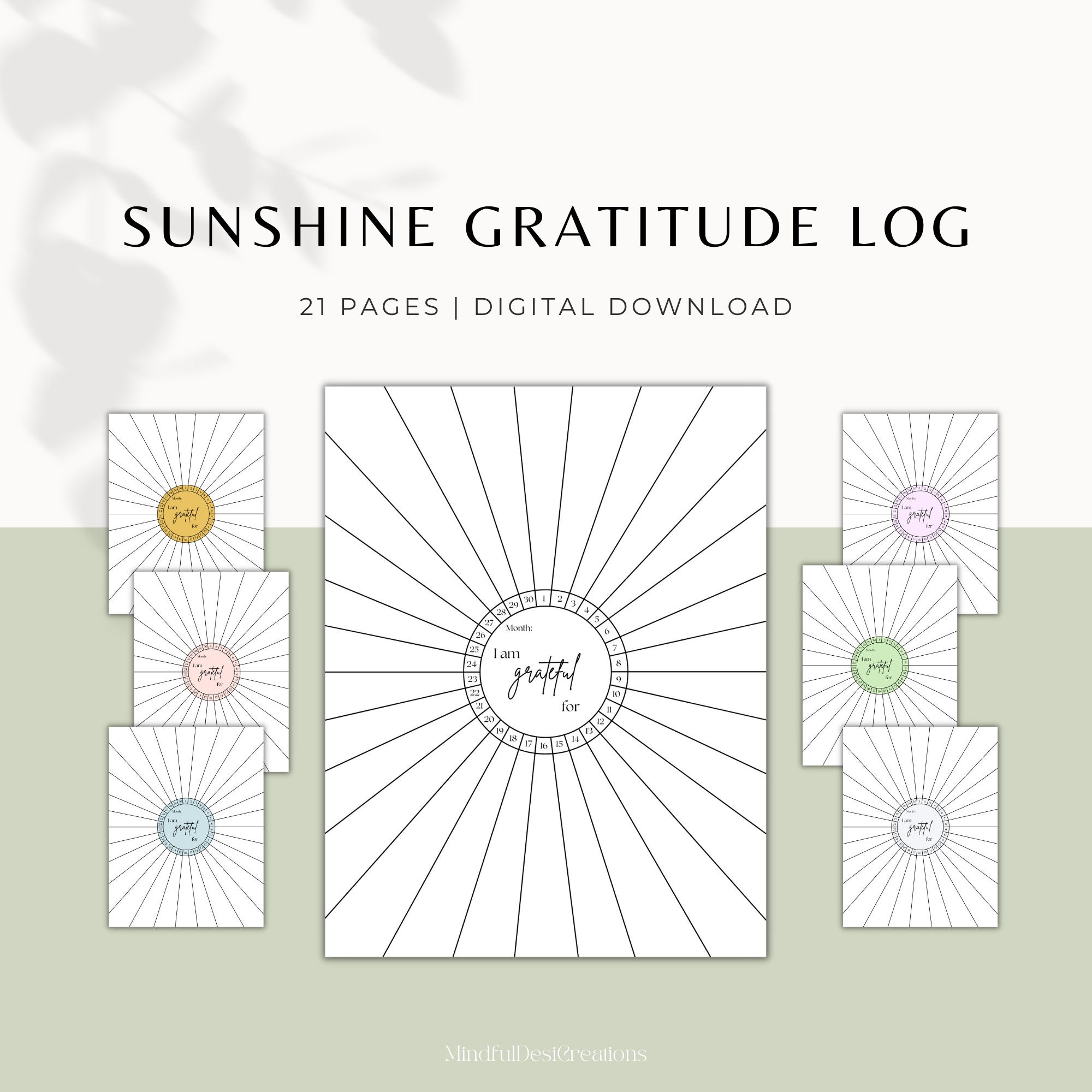 Gratitude Sunshine Log Printable Sun Ray Bullet Journal - Etsy
