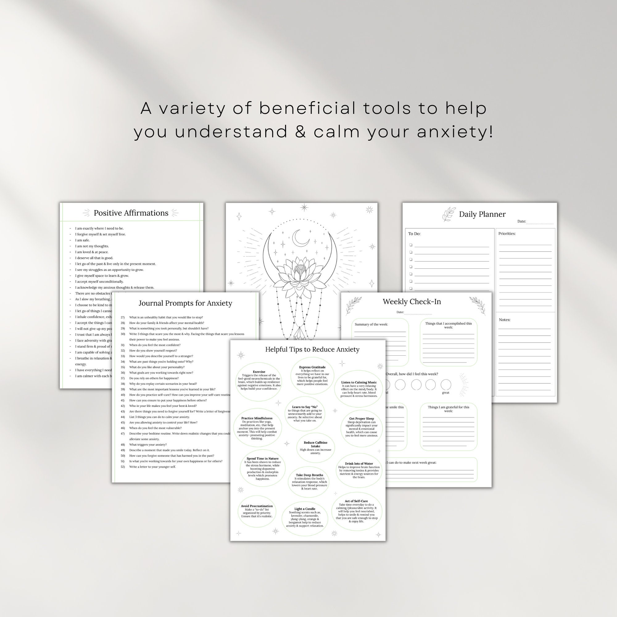 Anxiety Printable Worksheets Anxiety Journal Digital Mental - Etsy