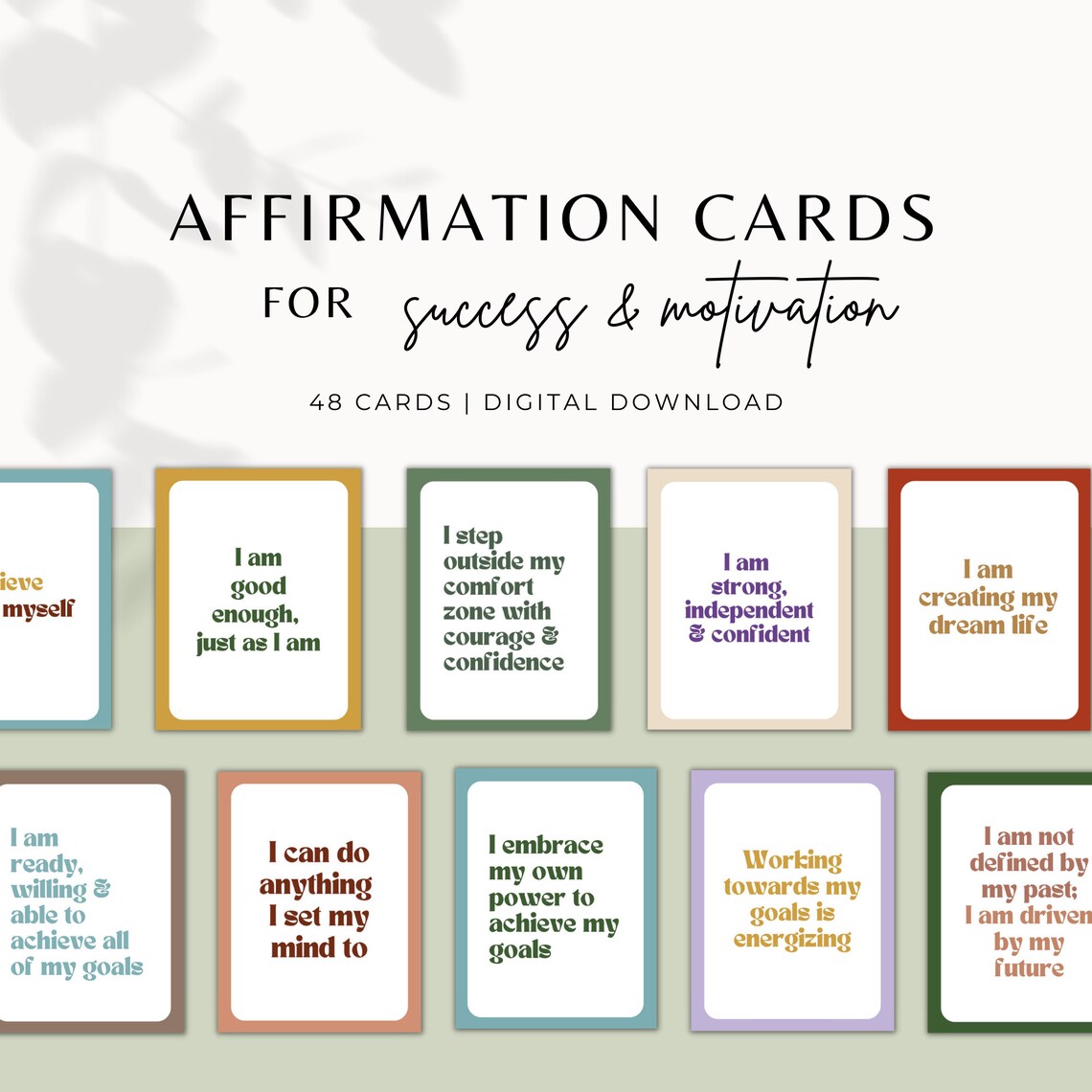 48 Affirmation Cards Printable, Motivational Cards, Affirmations for ...