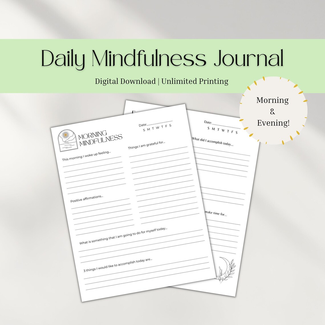 Printable Daily Mindfulness Journal Self Reflection Guided - Etsy