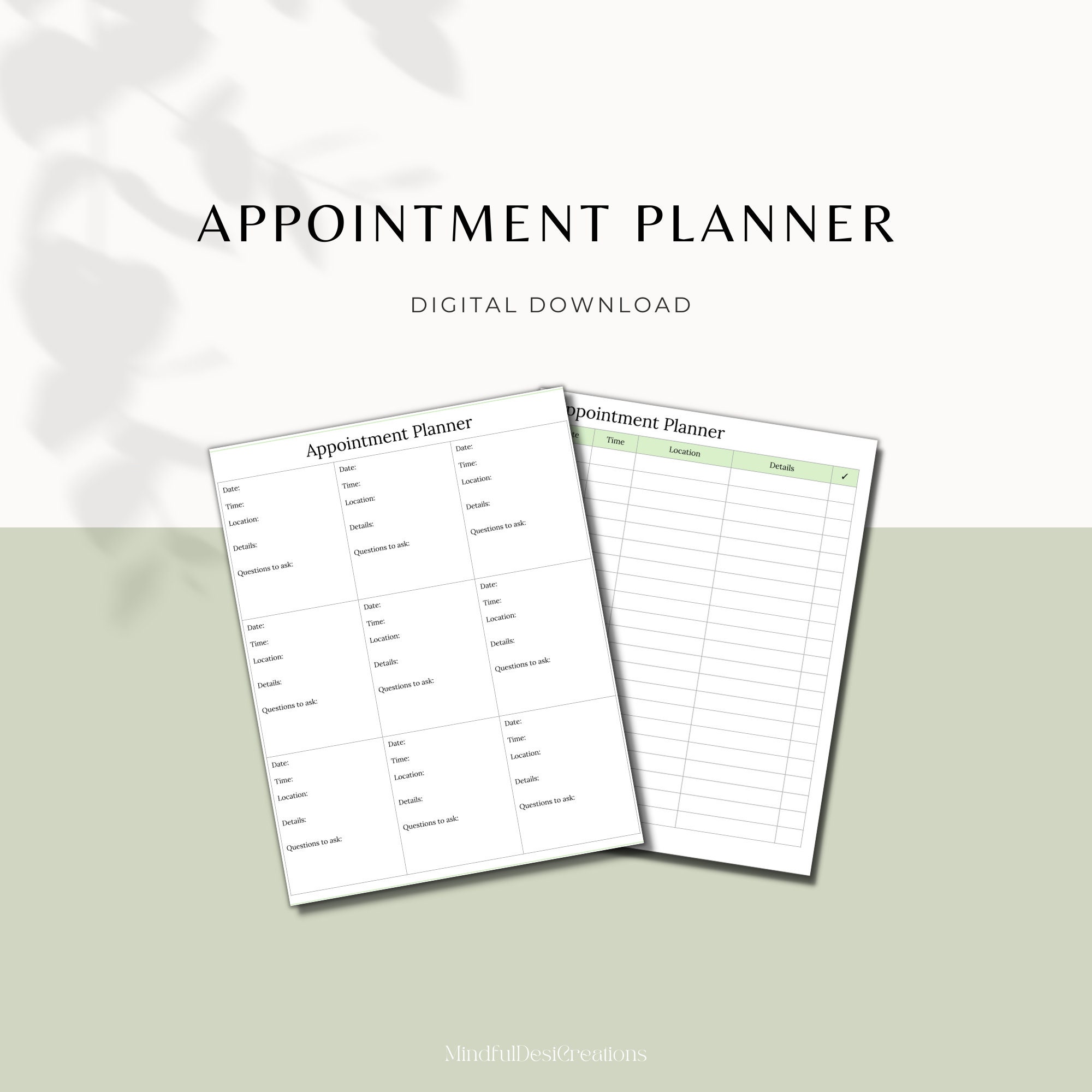 Appointment Planner Printable, Minimalist Visual Schedule (PDF) - Etsy