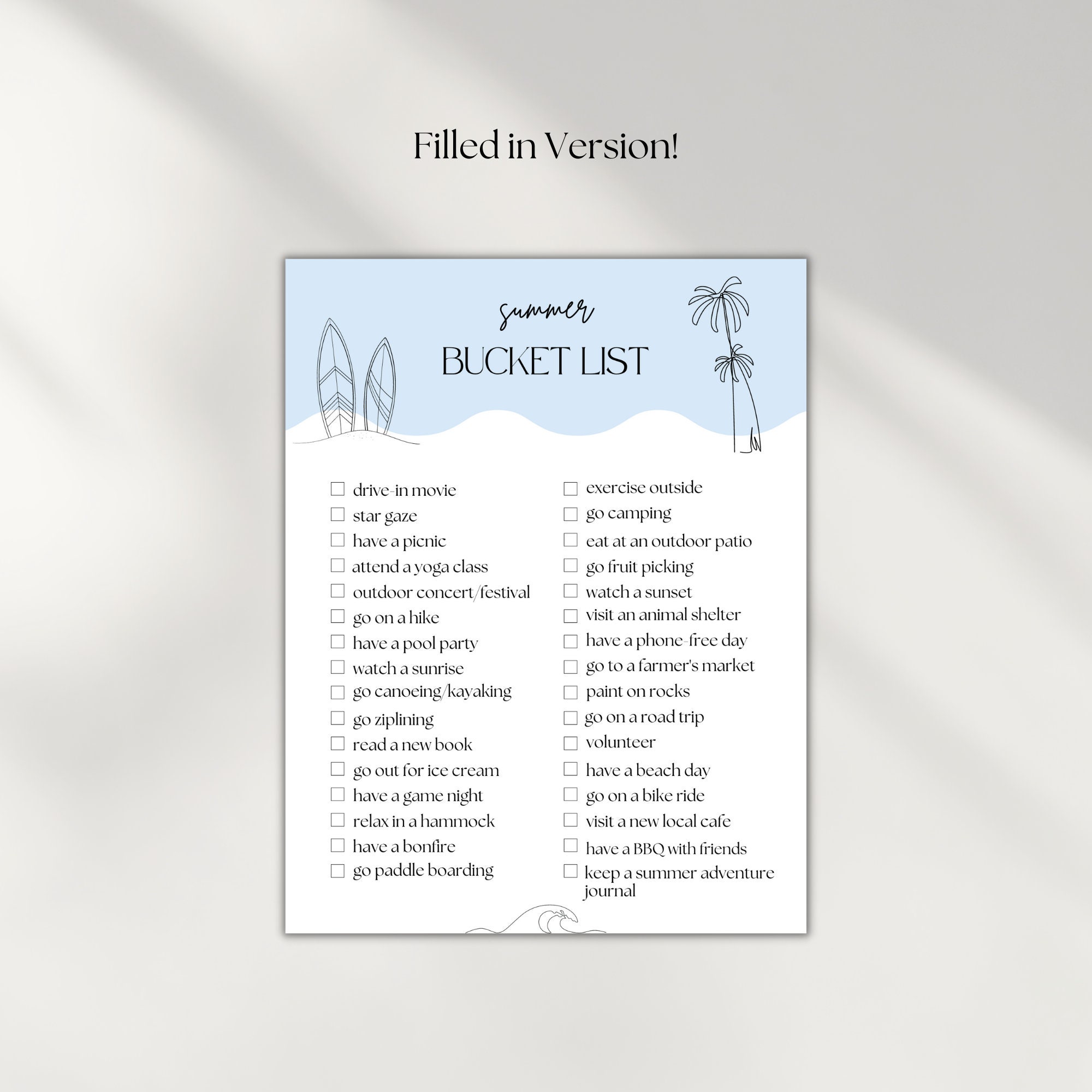 Summer Bucket List Printable, Summer Break Bucket List Template, Summer ...