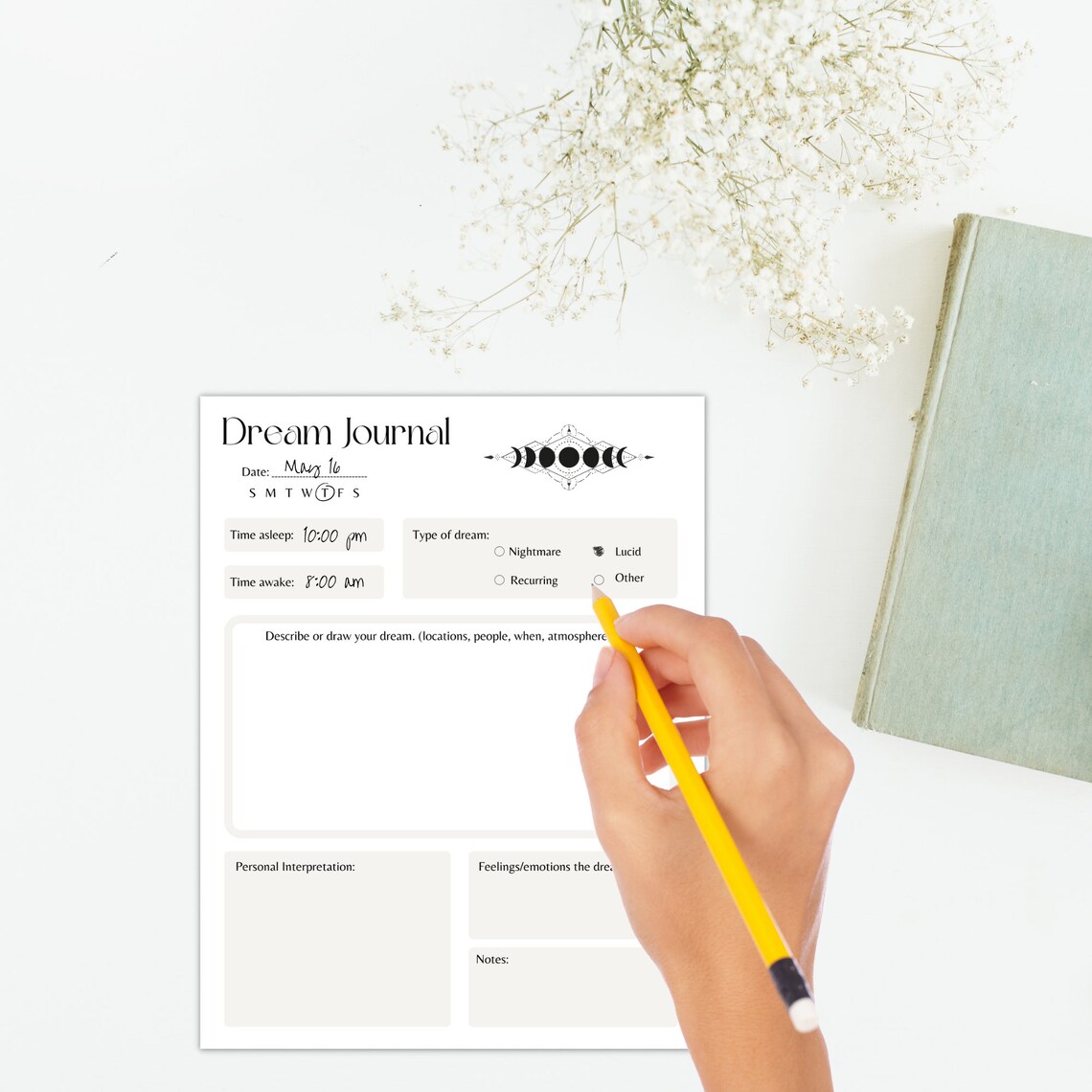 Dream Journal Printable, Dream Journal PDF, Dream Tracker, Dream Diary ...