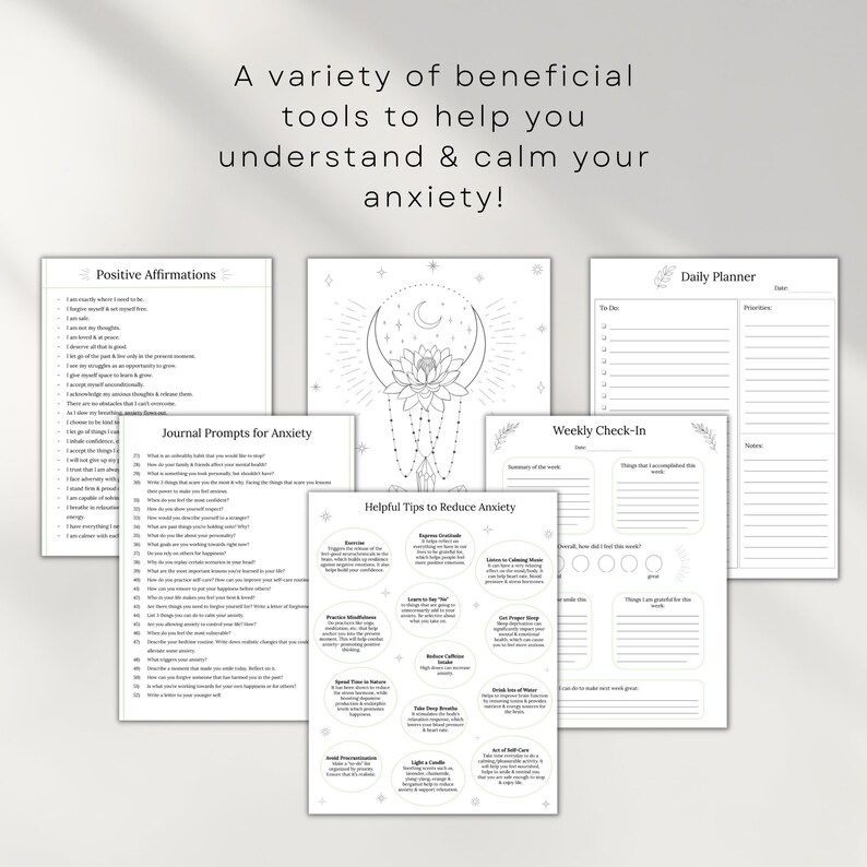 Anxiety Printable Worksheets Anxiety Journal Digital Mental - Etsy