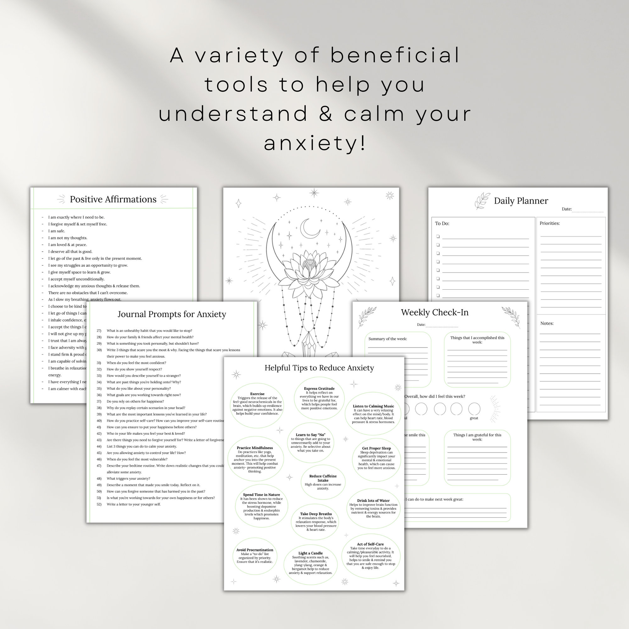 Anxiety Printable Worksheets Anxiety Journal Digital Mental | Etsy Canada