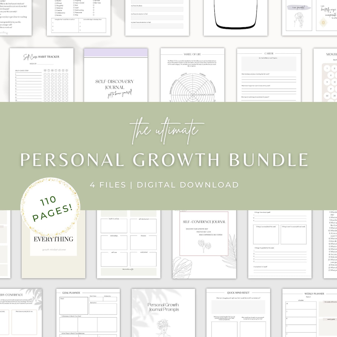 Personal Growth Bundle, Self Growth Journal, Self Improvement Workbook ...