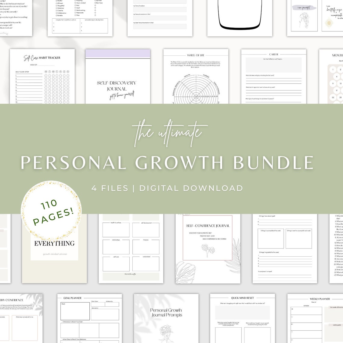 Personal Growth Bundle Self Growth Journal Self Improvement - Etsy