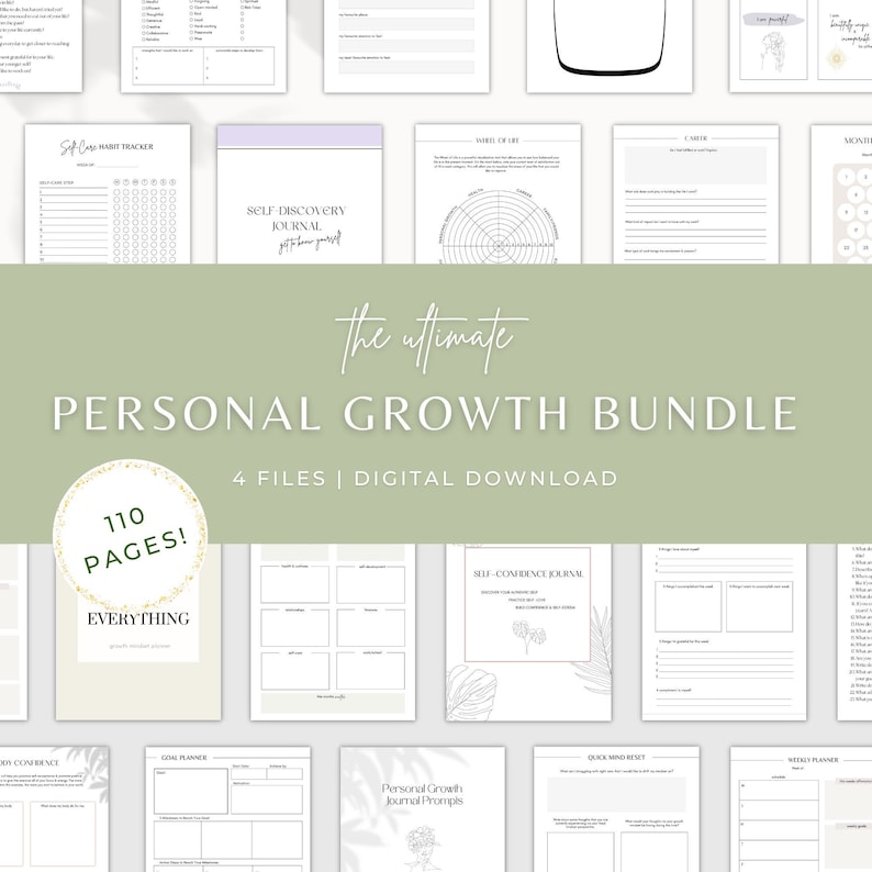 Personal Growth Bundle Self Growth Journal Self Improvement - Etsy