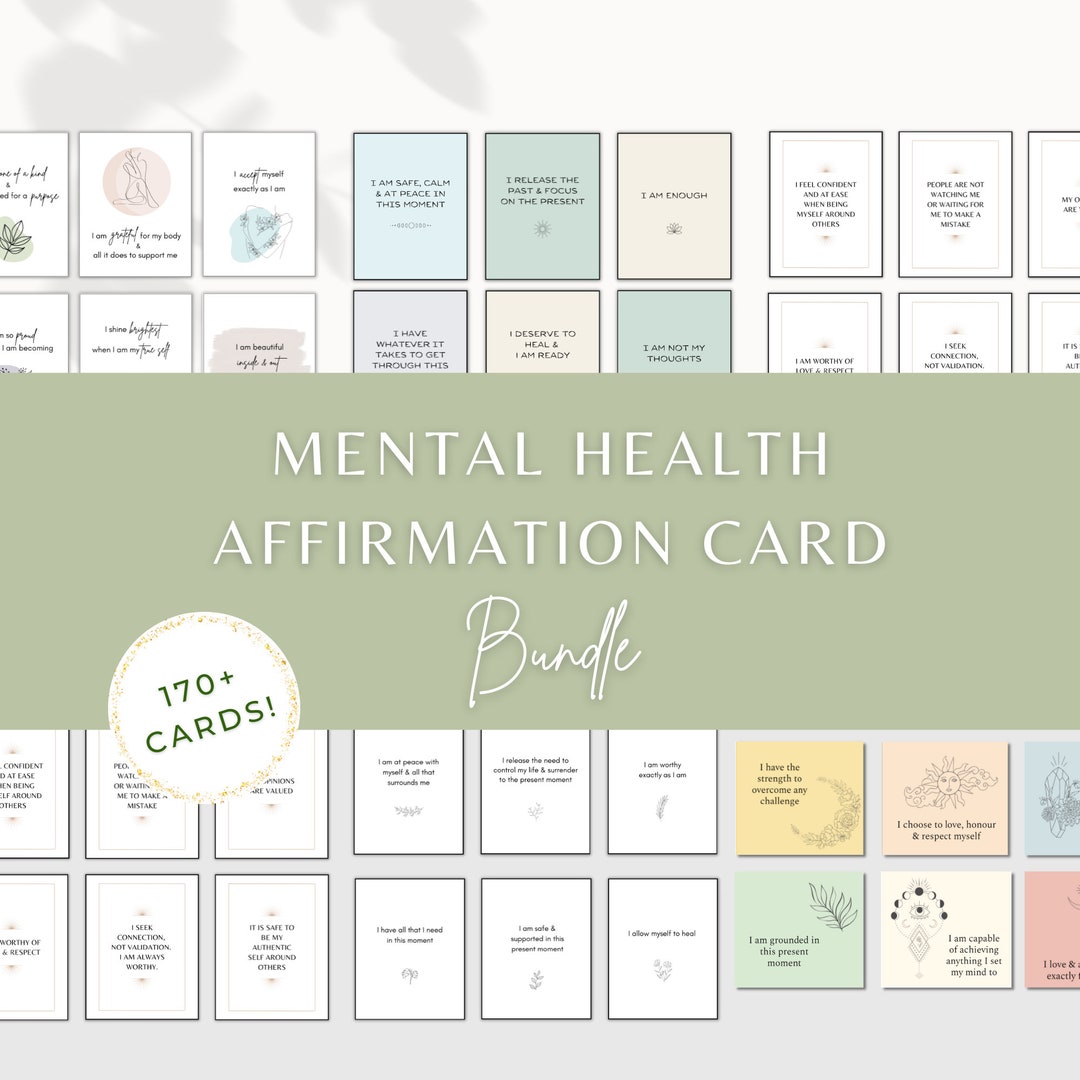 Mental Health Affirmation Card Bundle, Anxiety, Social Anxiety ...