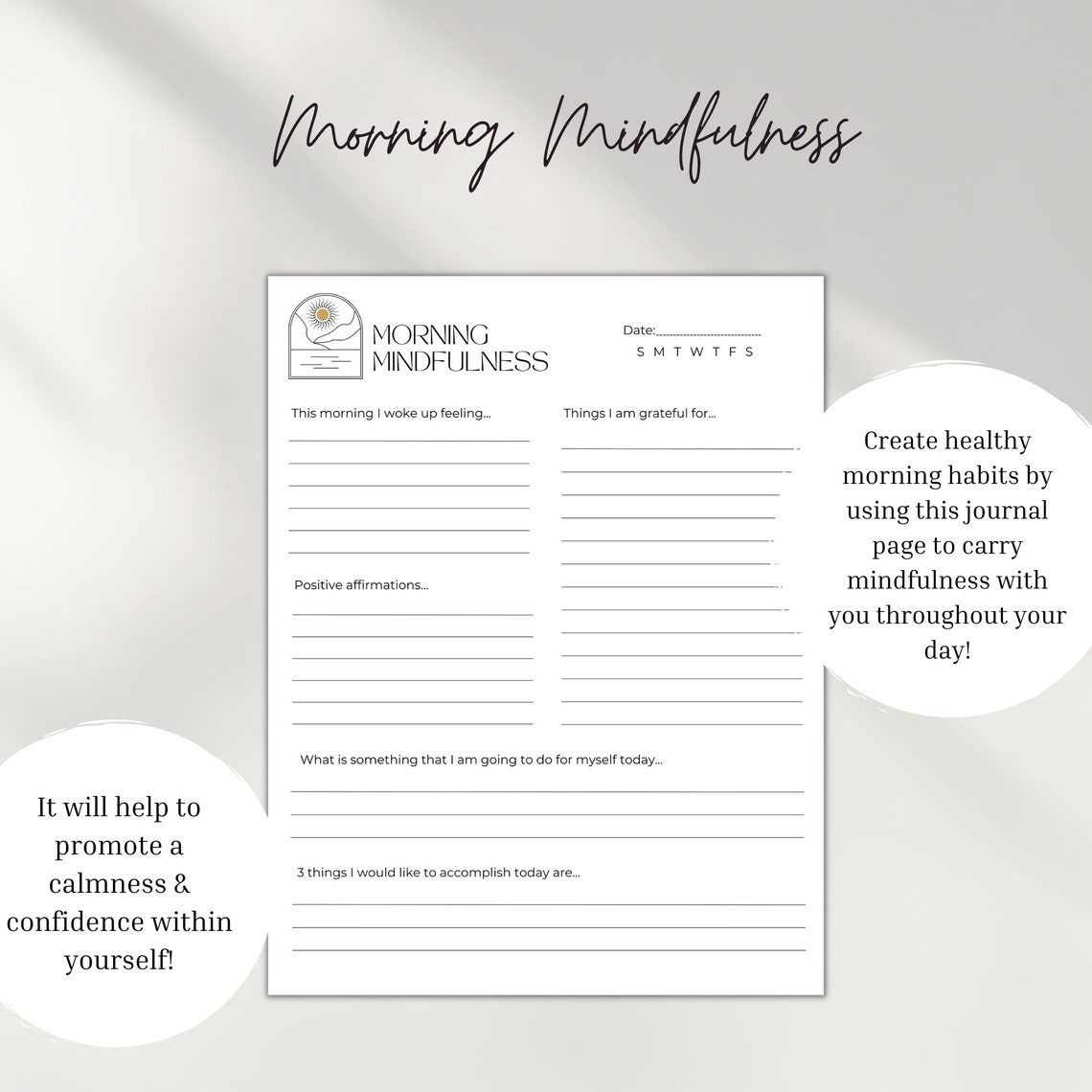 Printable Daily Mindfulness Journal Self Reflection Guided - Etsy