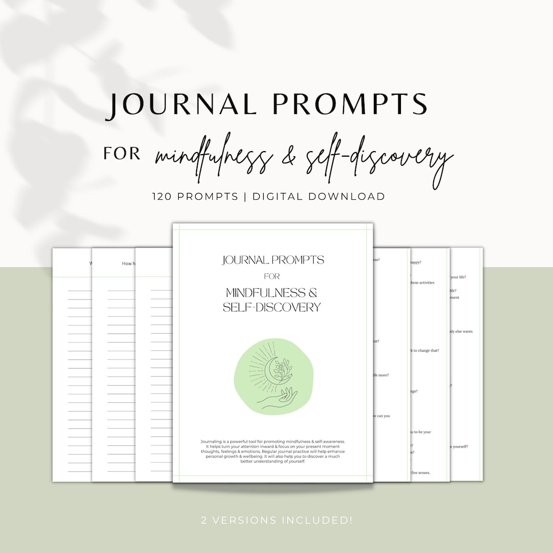 120 Journal Prompts, Printable Journal Prompts, Mindfulness Journal ...