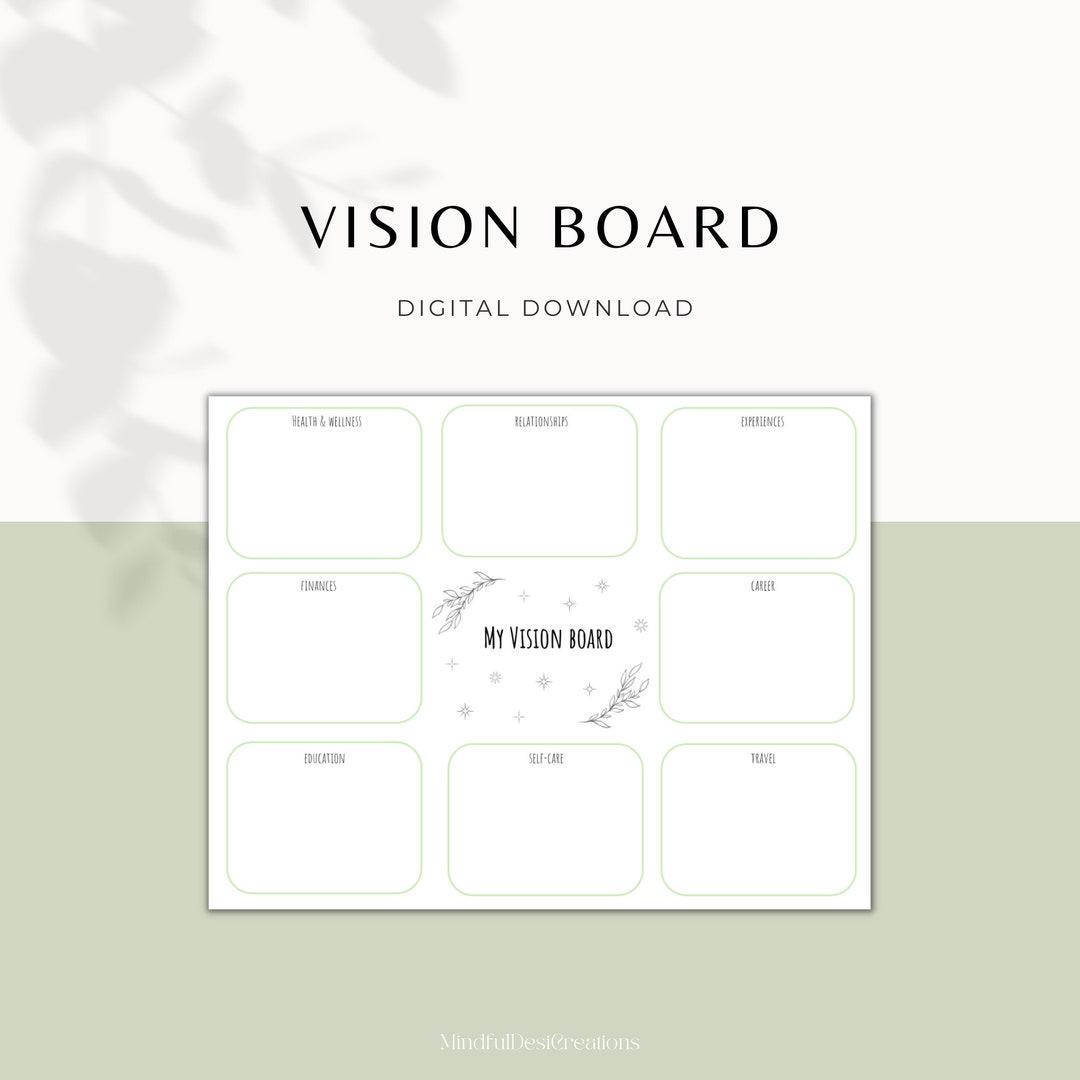 Minimalist Printable Vision Board, Vision Board Template, Manifestation ...