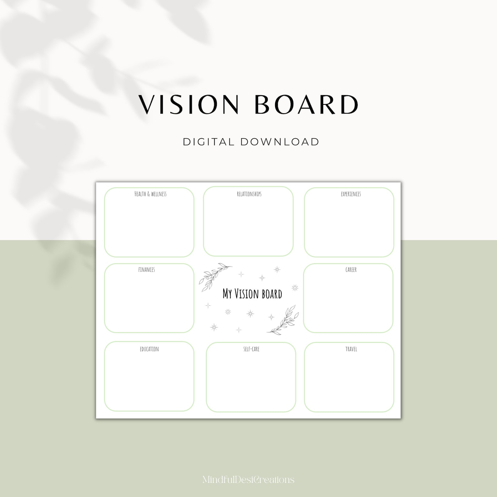 Minimalist Printable Vision Board, Vision Board Template, Manifestation ...