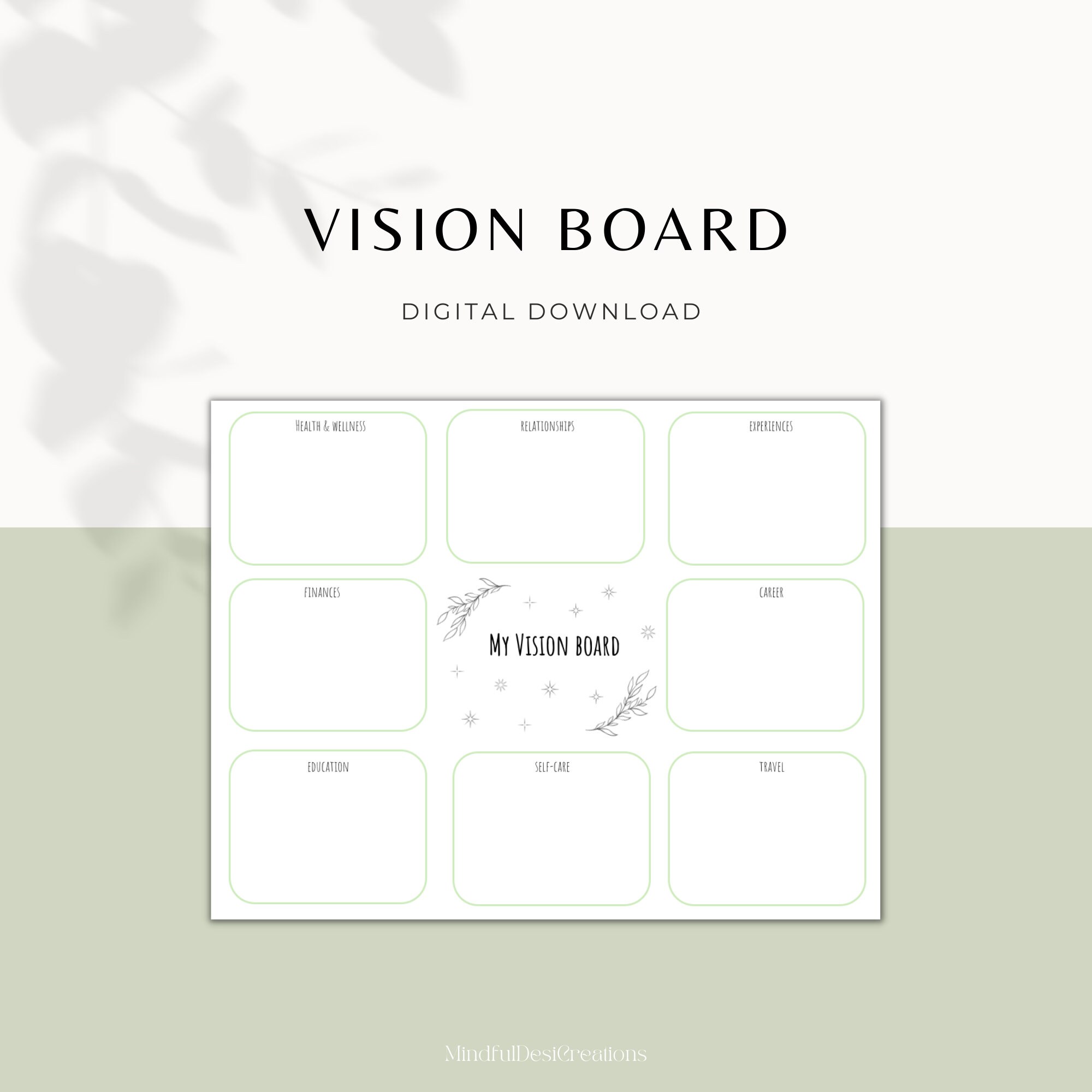 Minimalist Printable Vision Board Vision Board Template Manifestation