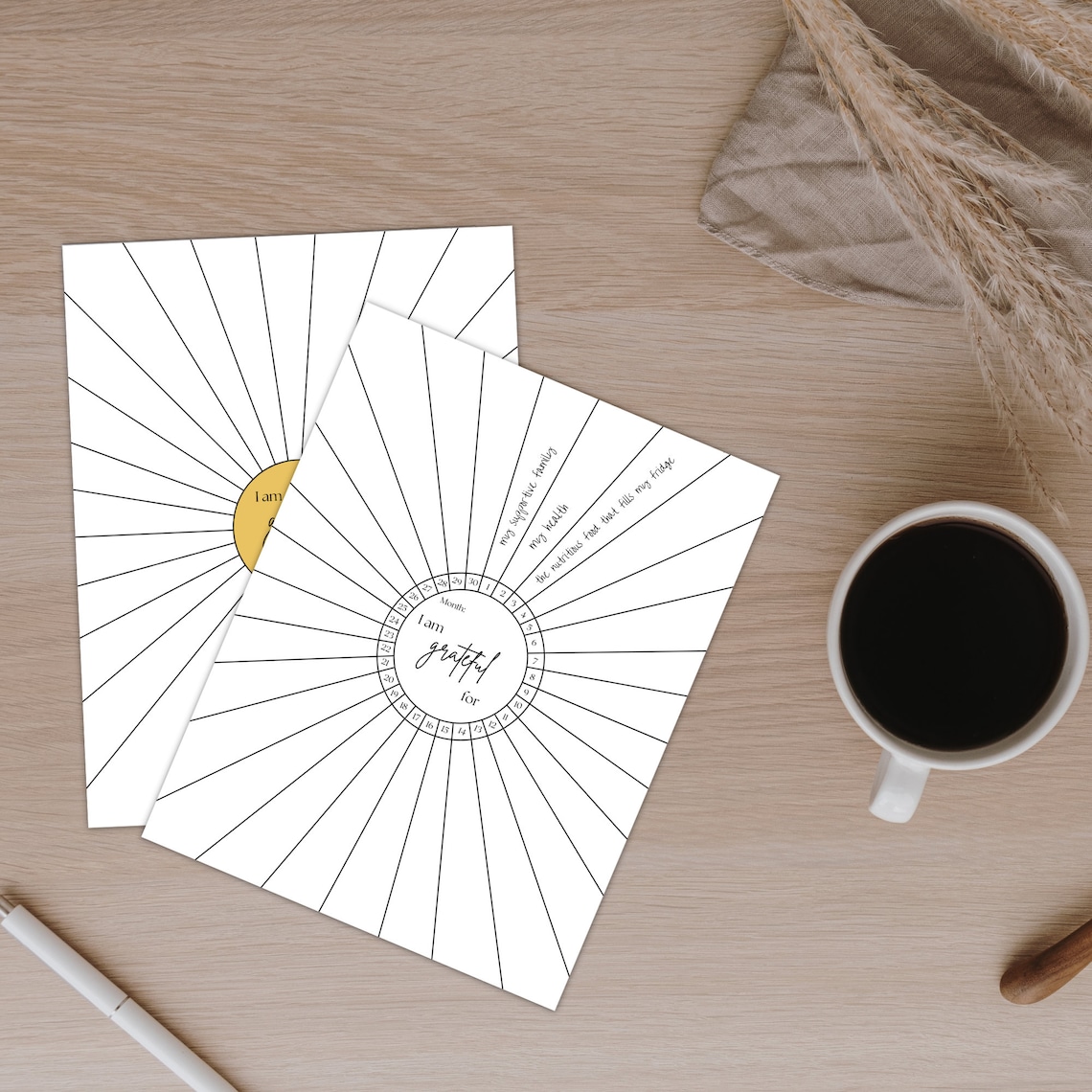 Gratitude Sunshine Log Printable Sun Ray Bullet Journal - Etsy