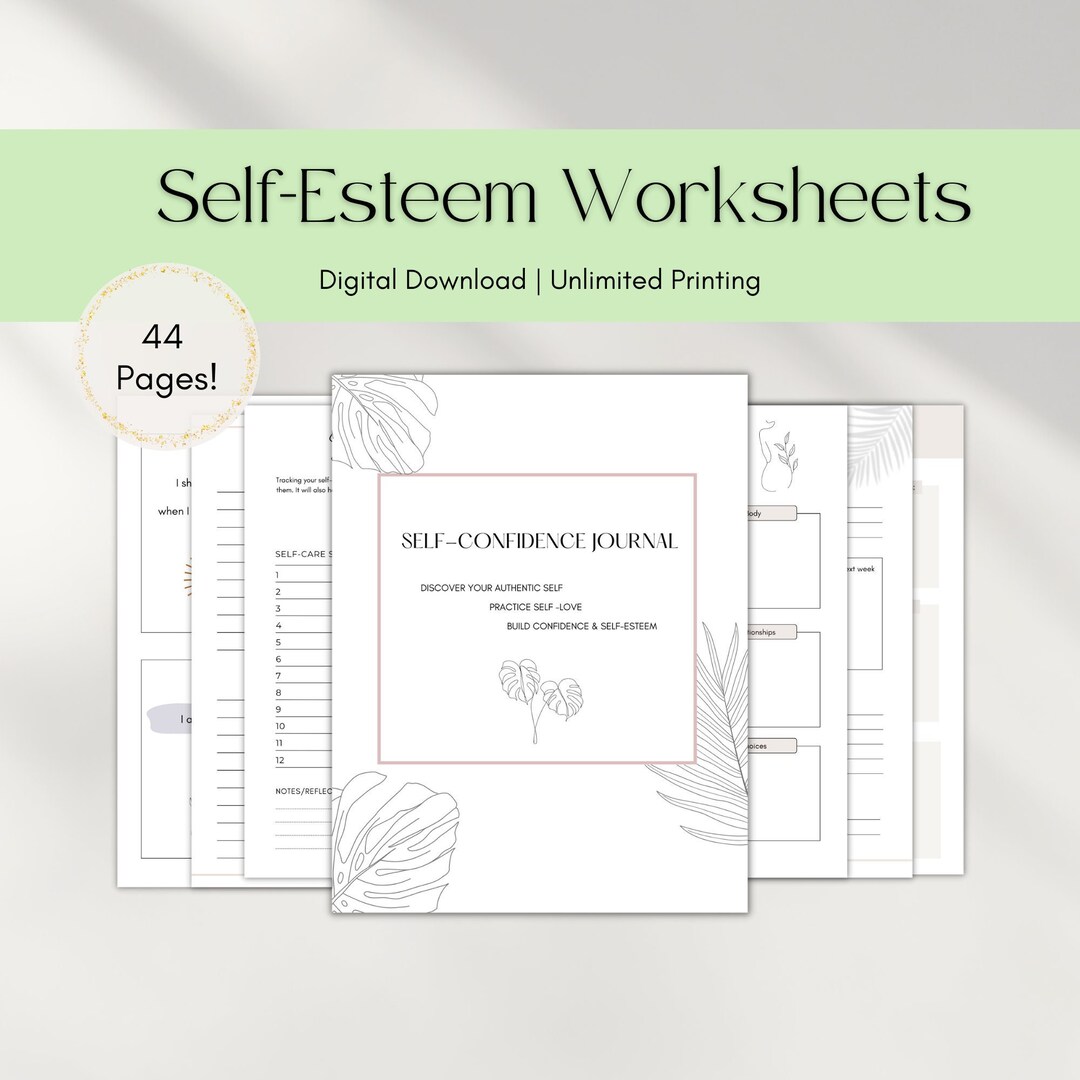 Self Confidence Worksheets Self Esteem Workbook Mental - Etsy