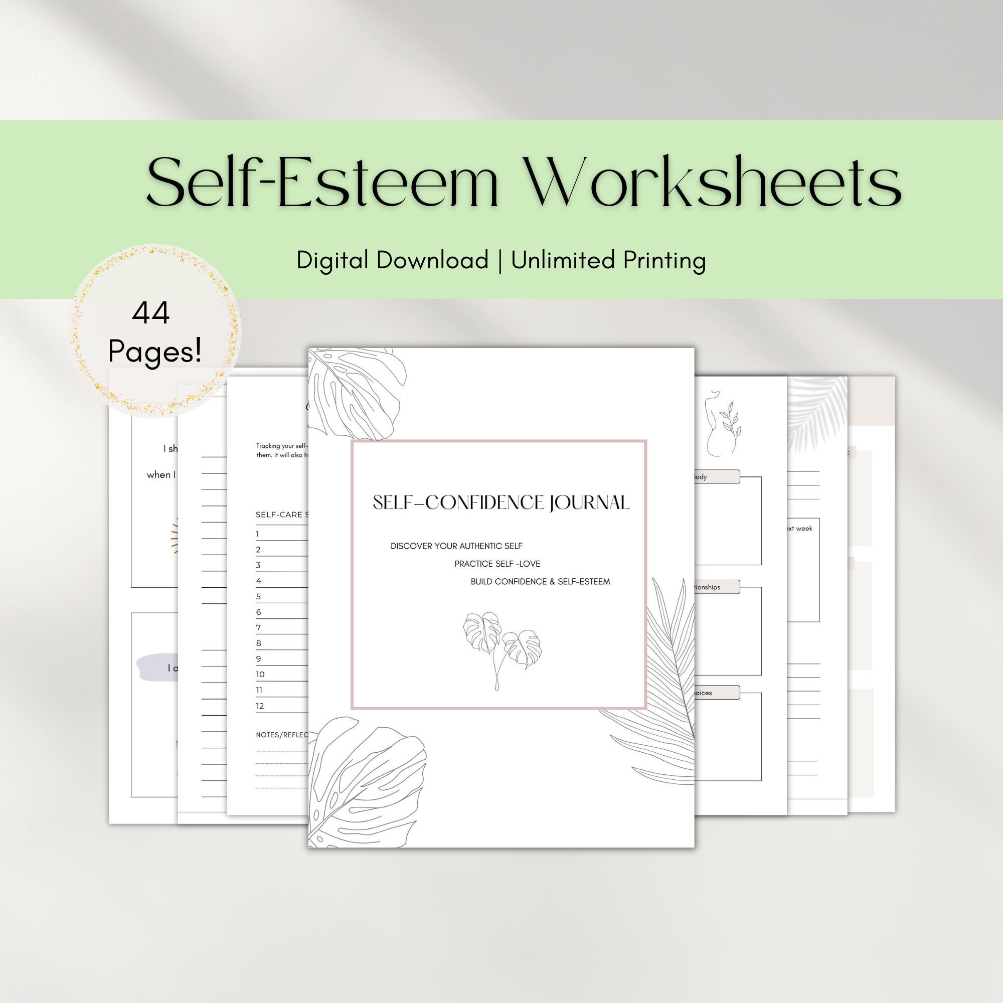 Self Confidence Worksheets Self Esteem Workbook Mental - Etsy
