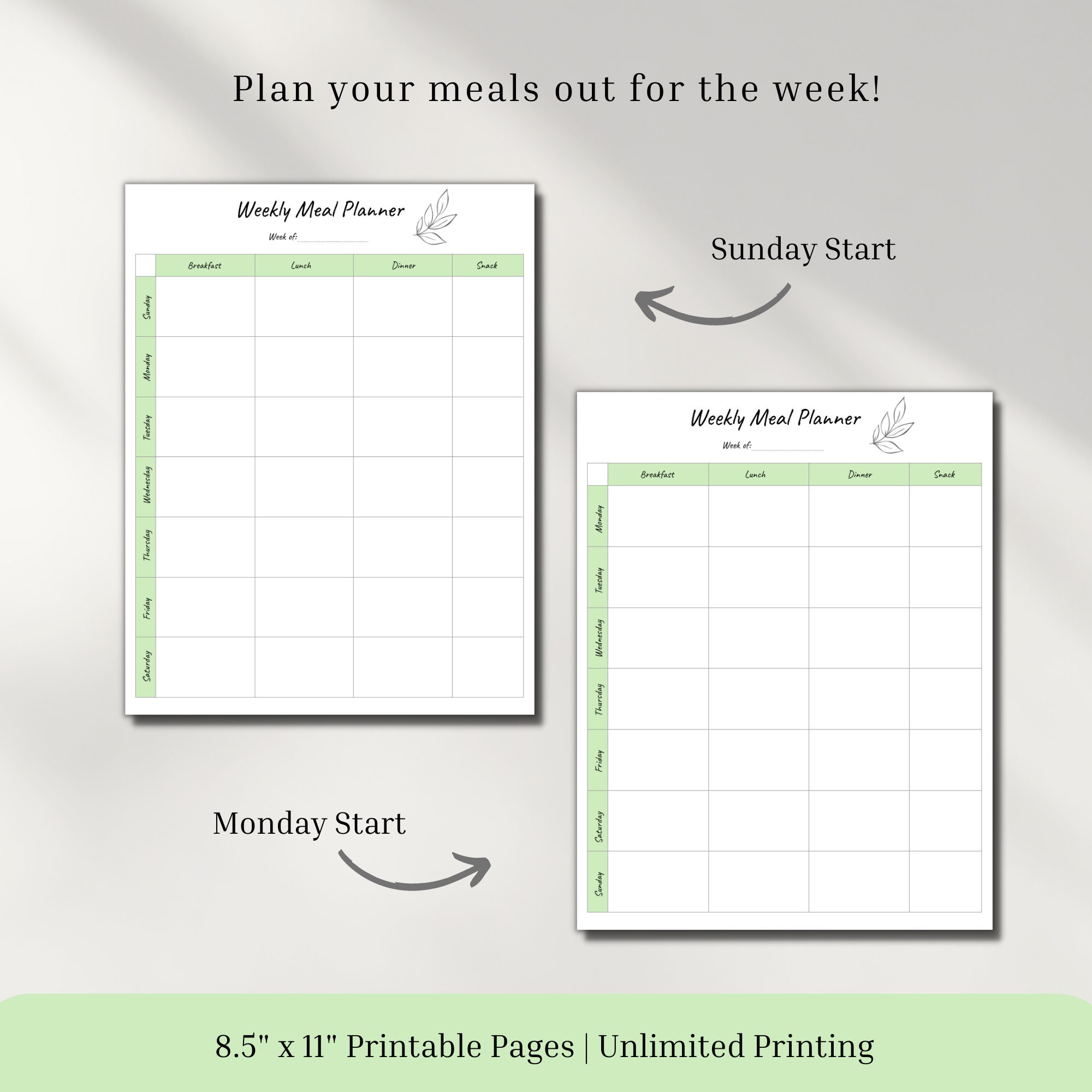 Weekly Meal Planner Printable, Minimalist Meal Planner, Meal Prep ...
