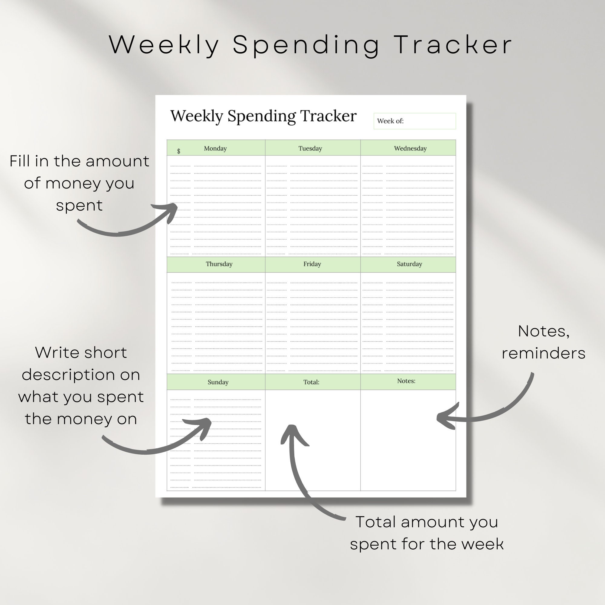 Printable Spending Tracker, Personal Finance Planner, Expense Log ...