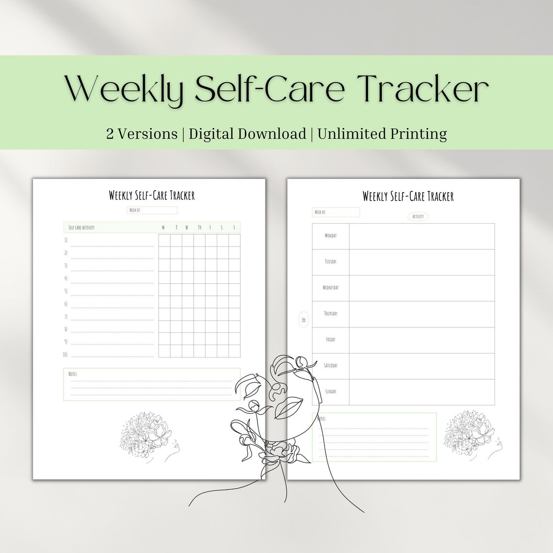 Printable Self Care Tracker Self Care Checklist Wellness - Etsy