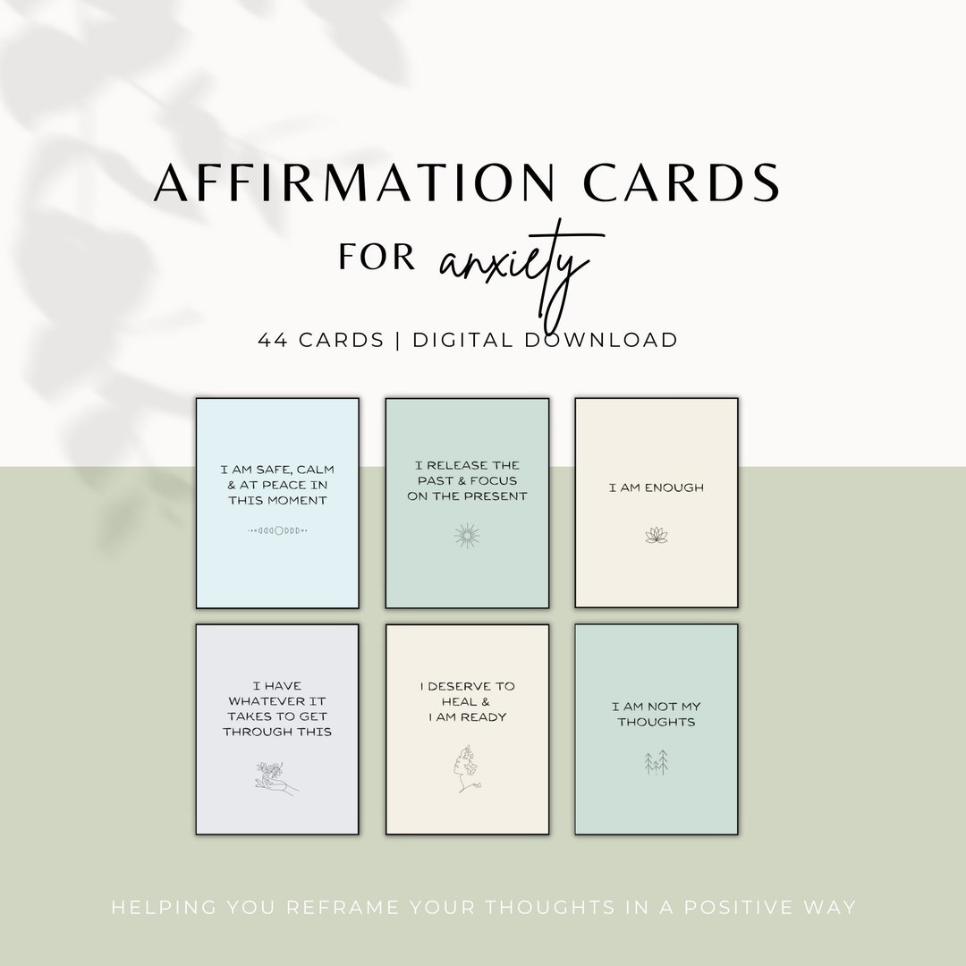 44 Affirmation Cards for Anxiety, Printable Positive Affirmation Cards ...