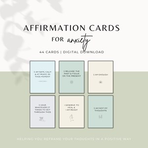 44 Affirmation Cards for Anxiety, Printable Positive Affirmation Cards ...