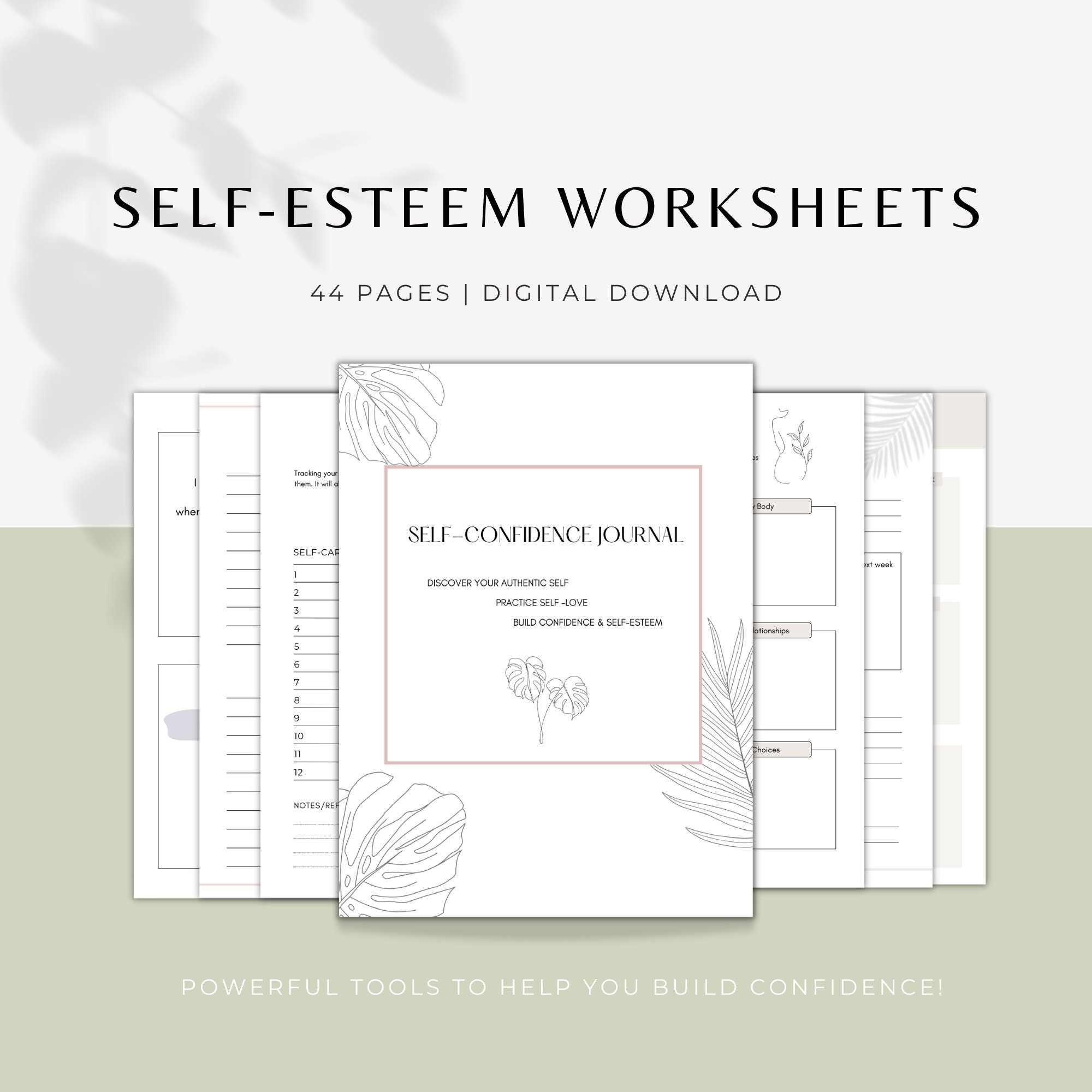 Self Confidence Worksheets, Self Esteem Workbook, Mental Health ...