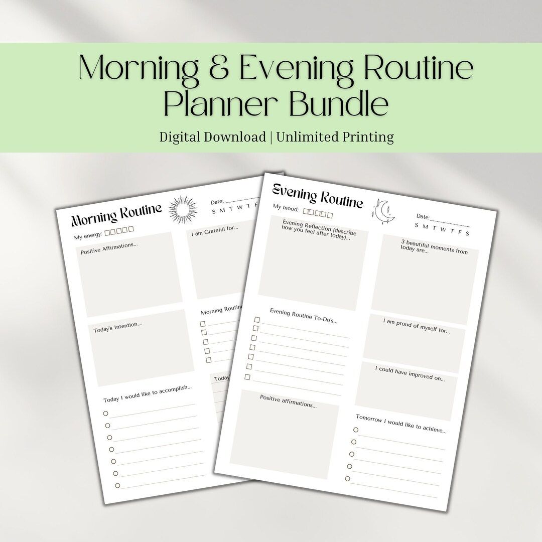 Morning & Evening Routine Printable Morning Evening Planner - Etsy
