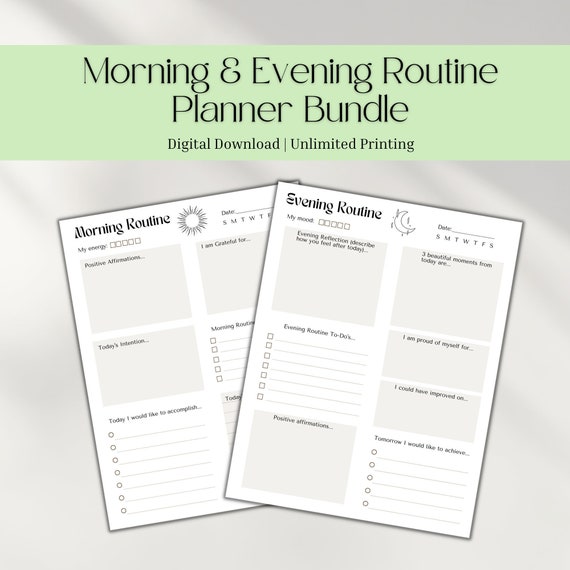 Morning & Evening Routine Printable Morning Evening Planner | Etsy