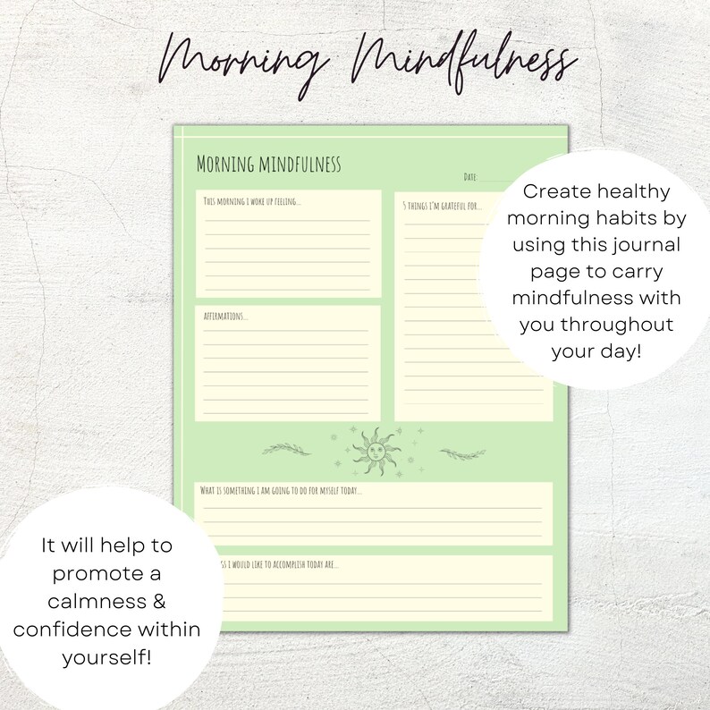 Printable Daily Mindfulness Journal Self Reflection Guided | Etsy