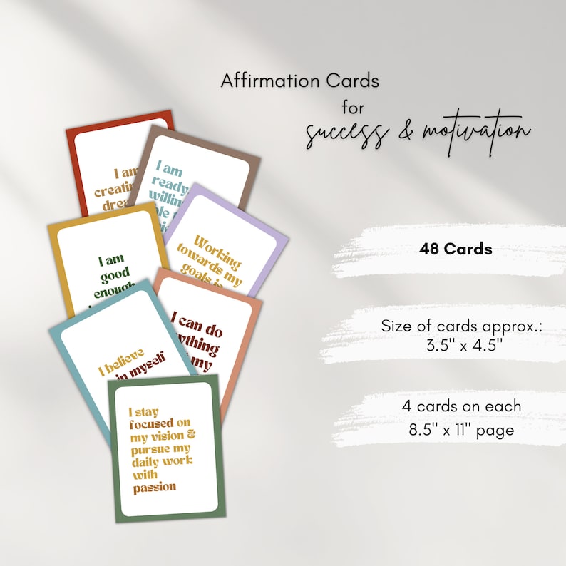 182 Affirmation Cards Printable Bundle, Positive Affirmation Cards ...