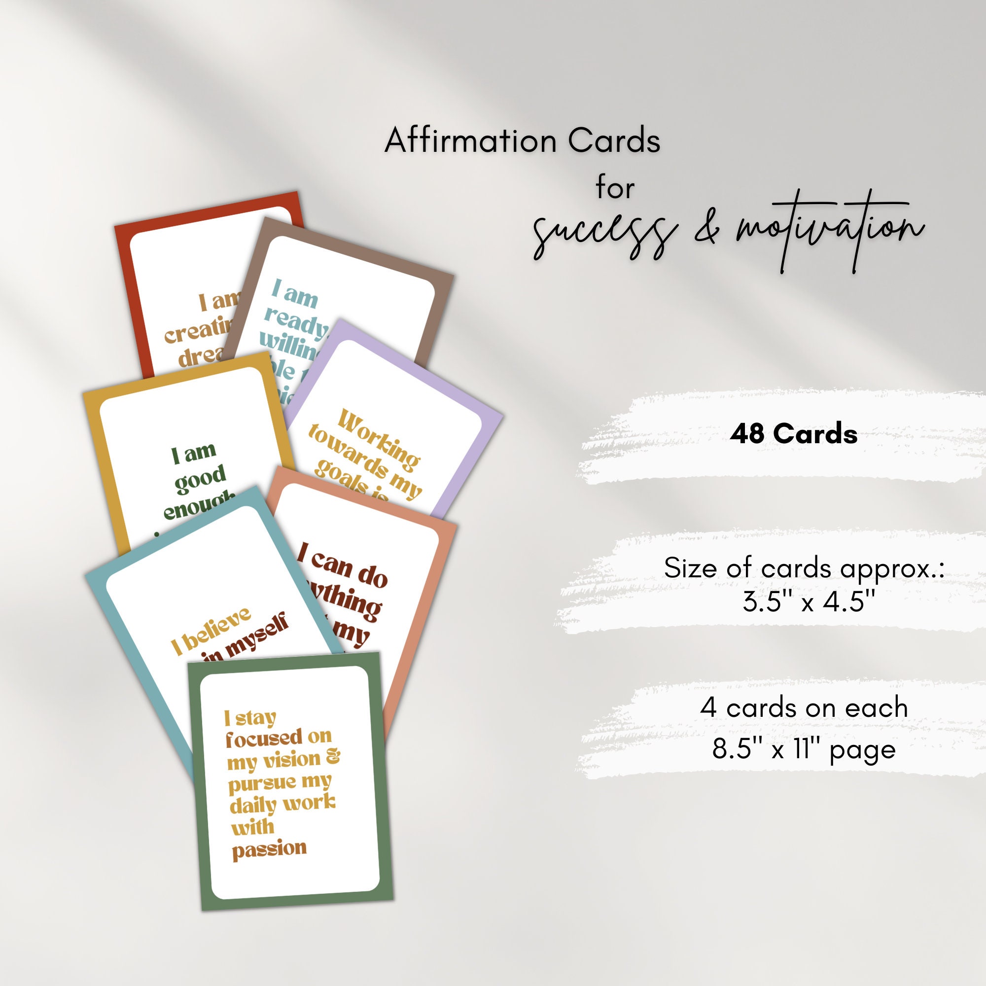 182 Affirmation Cards Printable Bundle, Positive Affirmation Cards ...