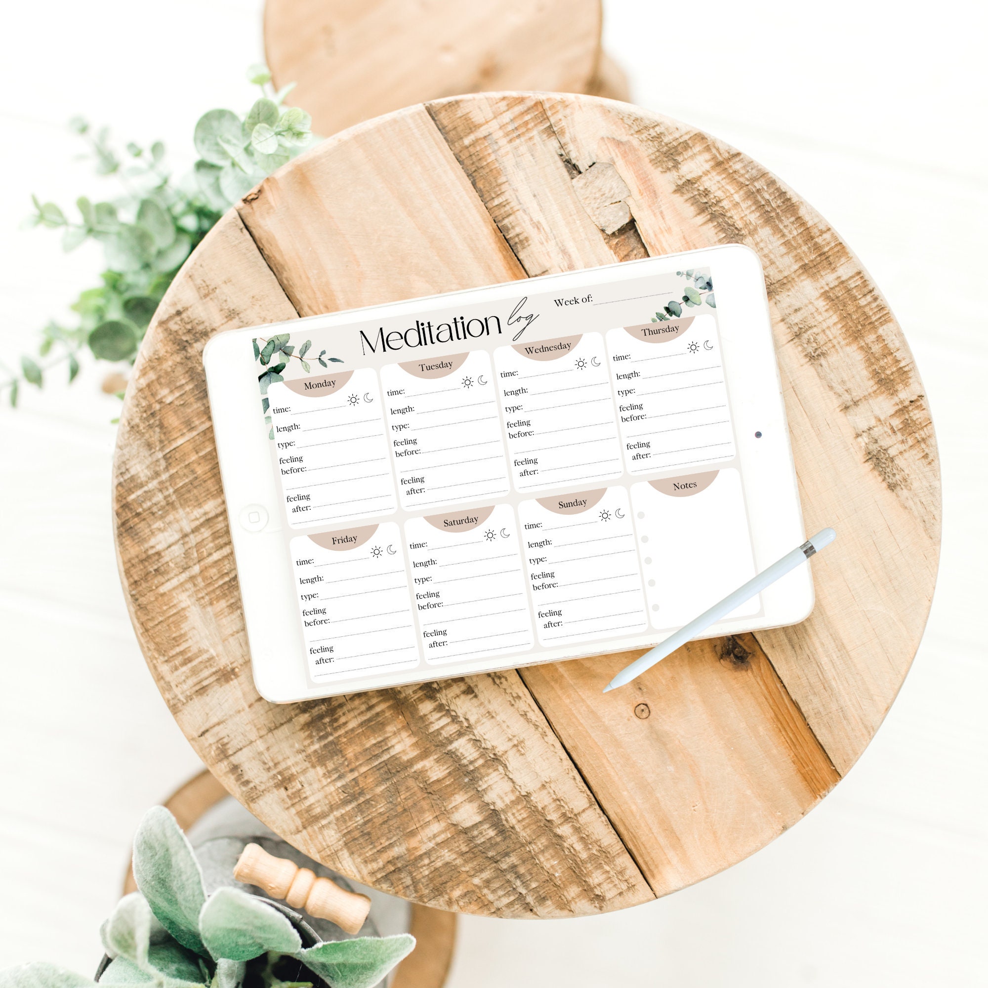 Weekly Meditation Log Printable, Weekly Meditation Journal, Meditation ...