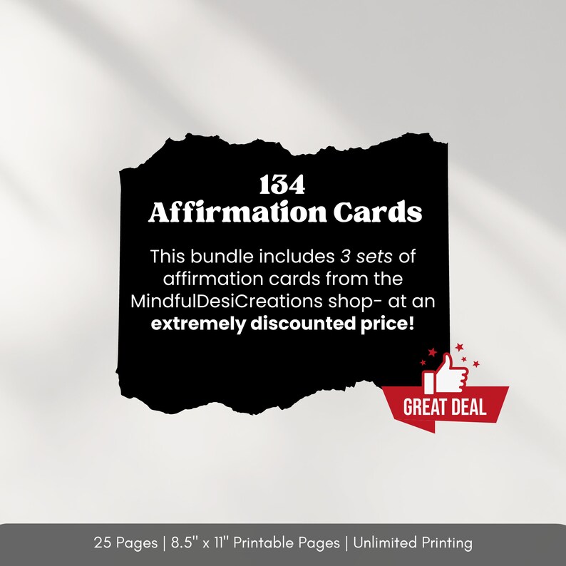 134 Affirmation Cards Printable Bundle, Positive Affirmation Cards ...