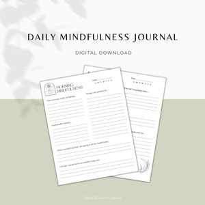 Printable Daily Mindfulness Journal, Self Reflection Guided Journal ...