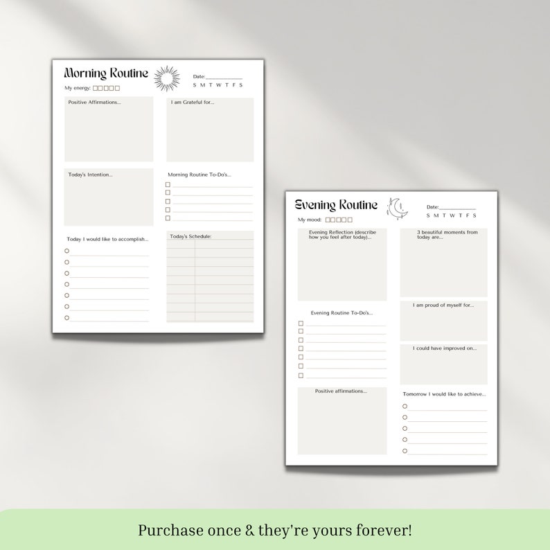 Morning & Evening Routine Printable, Morning Evening Planner, Morning ...