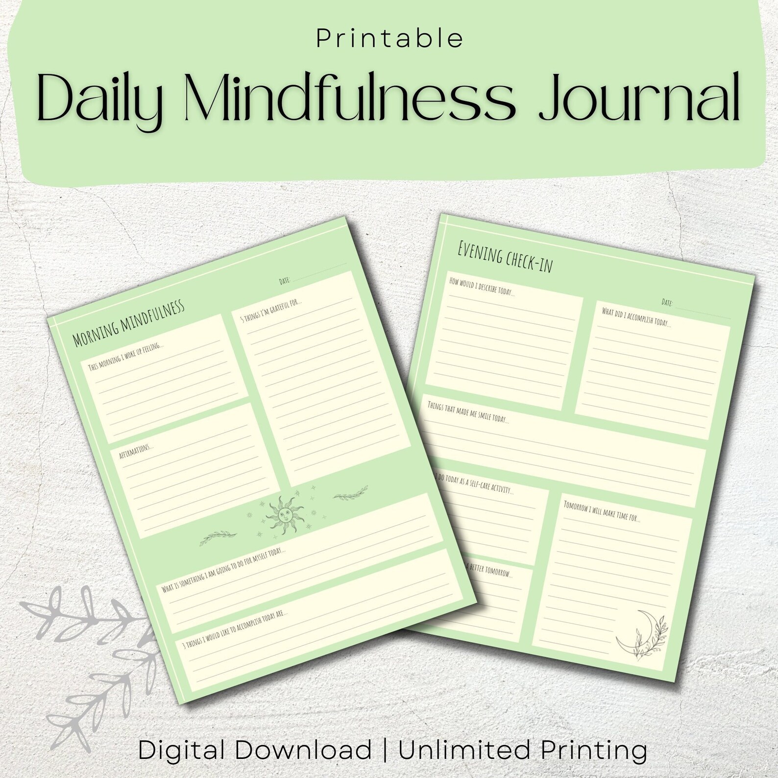 Printable Daily Mindfulness Journal Self Reflection Guided | Etsy