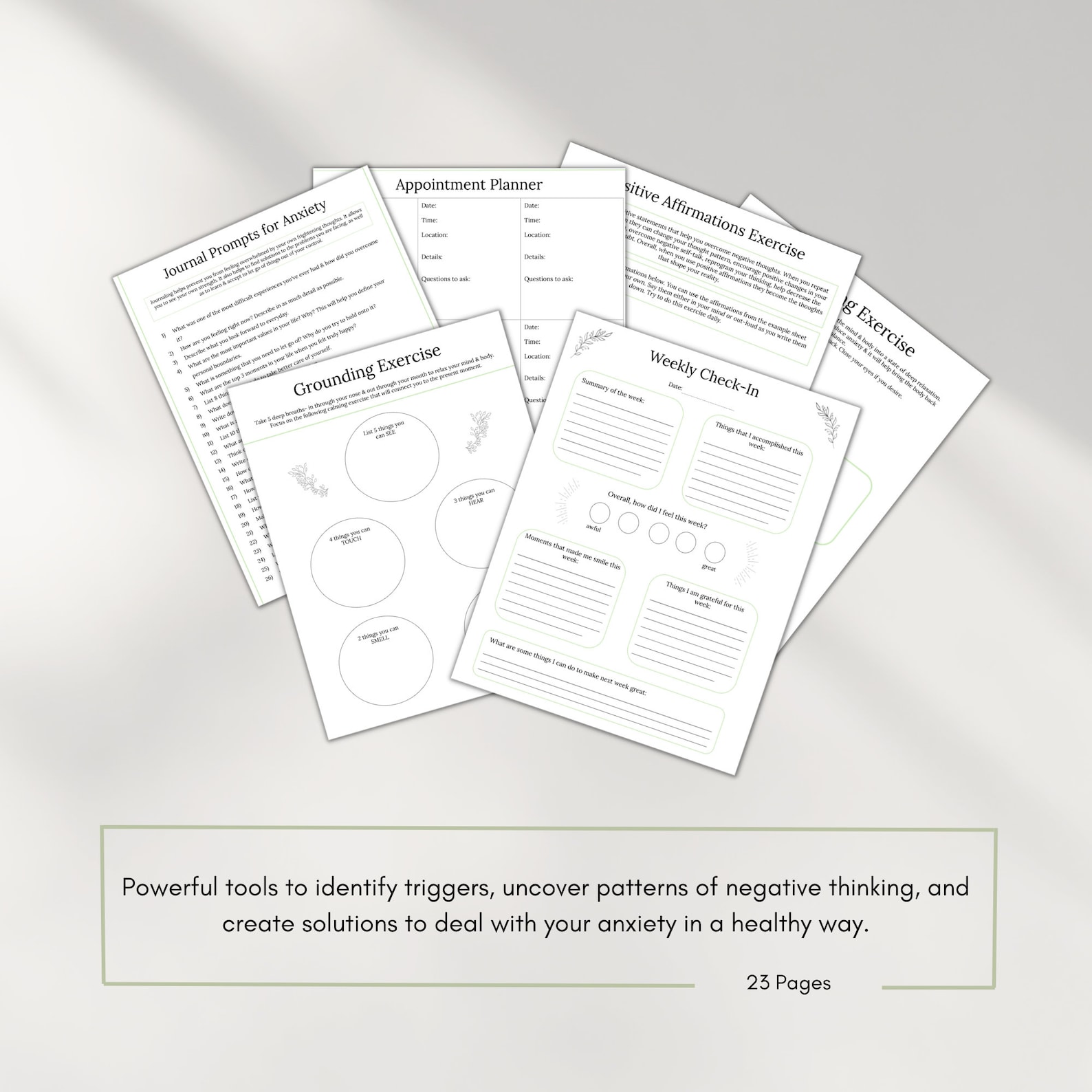 Anxiety Printable Worksheets, Anxiety Journal Digital, Mental Health ...