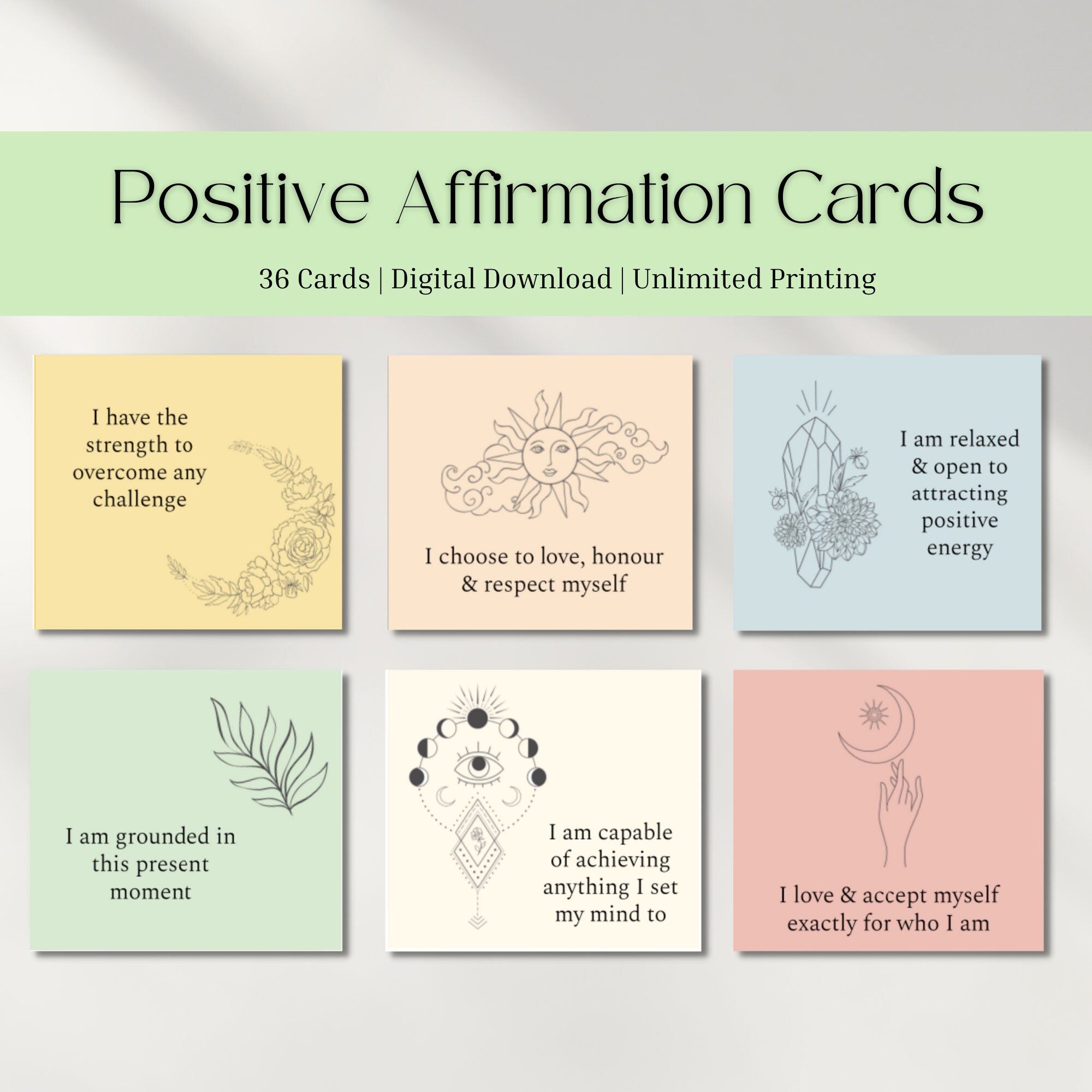Positive Affirmation Cards Printable Mindfulness Cards | Etsy UK