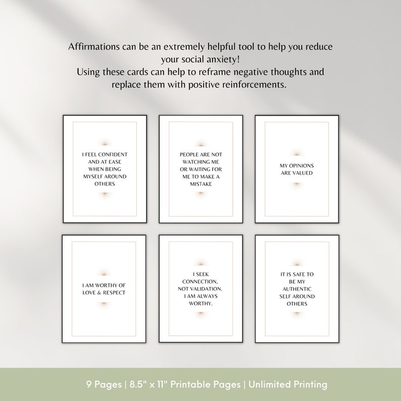 34 Social Anxiety Affirmation Cards, Mental Health Affirmations ...