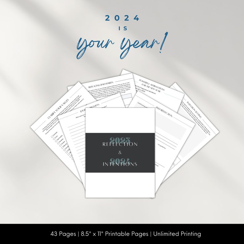 New Year Resolution Planner, 2023 Reflection, 2024 Intention Setting ...