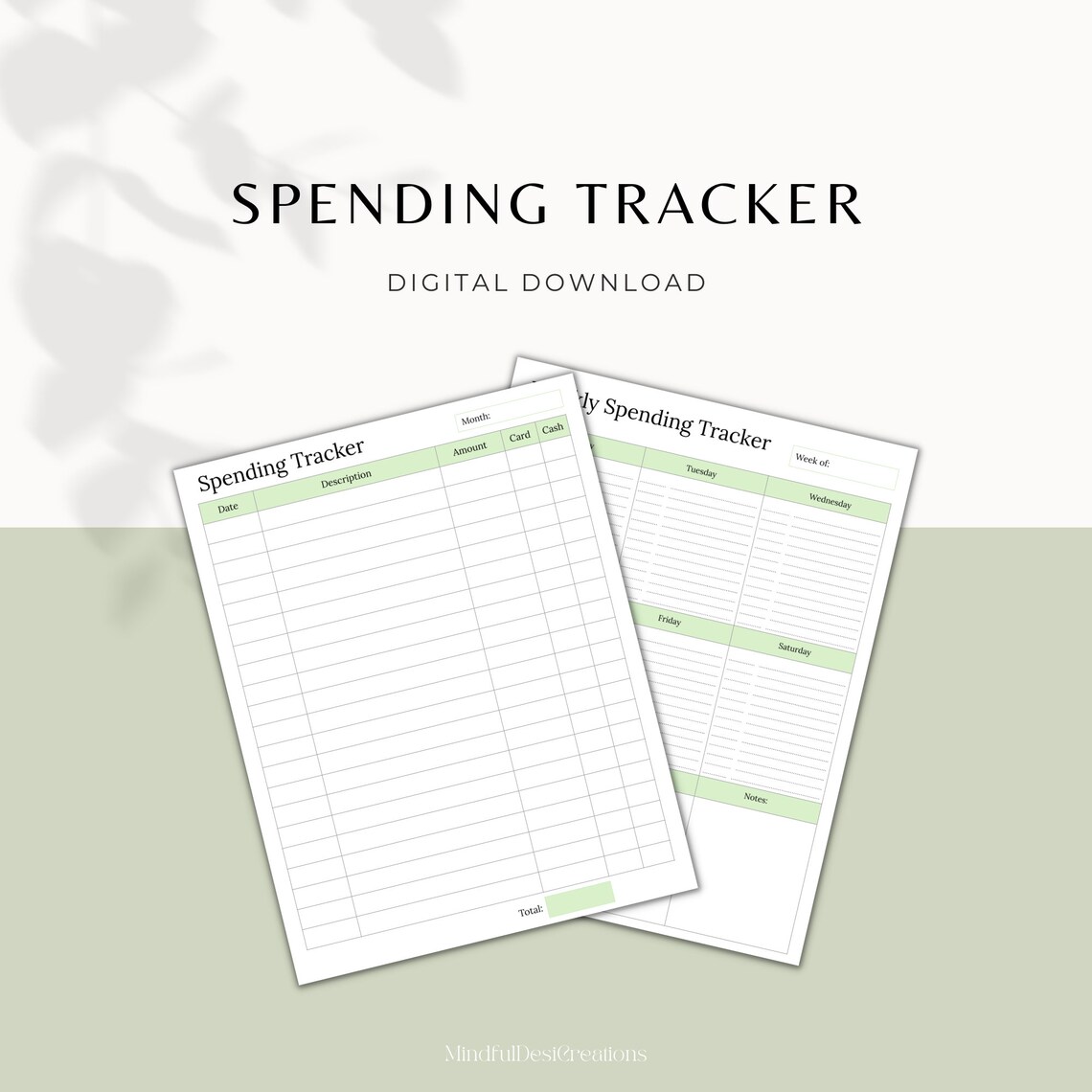 Printable Spending Tracker, Personal Finance Planner, Expense Log ...