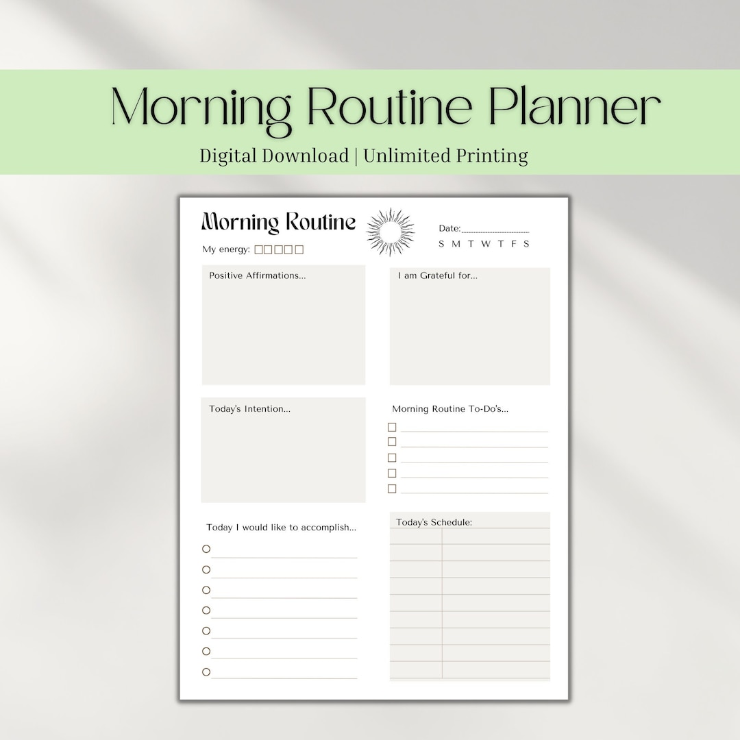 Morning Routine Planner Morning Routine Printable Morning - Etsy