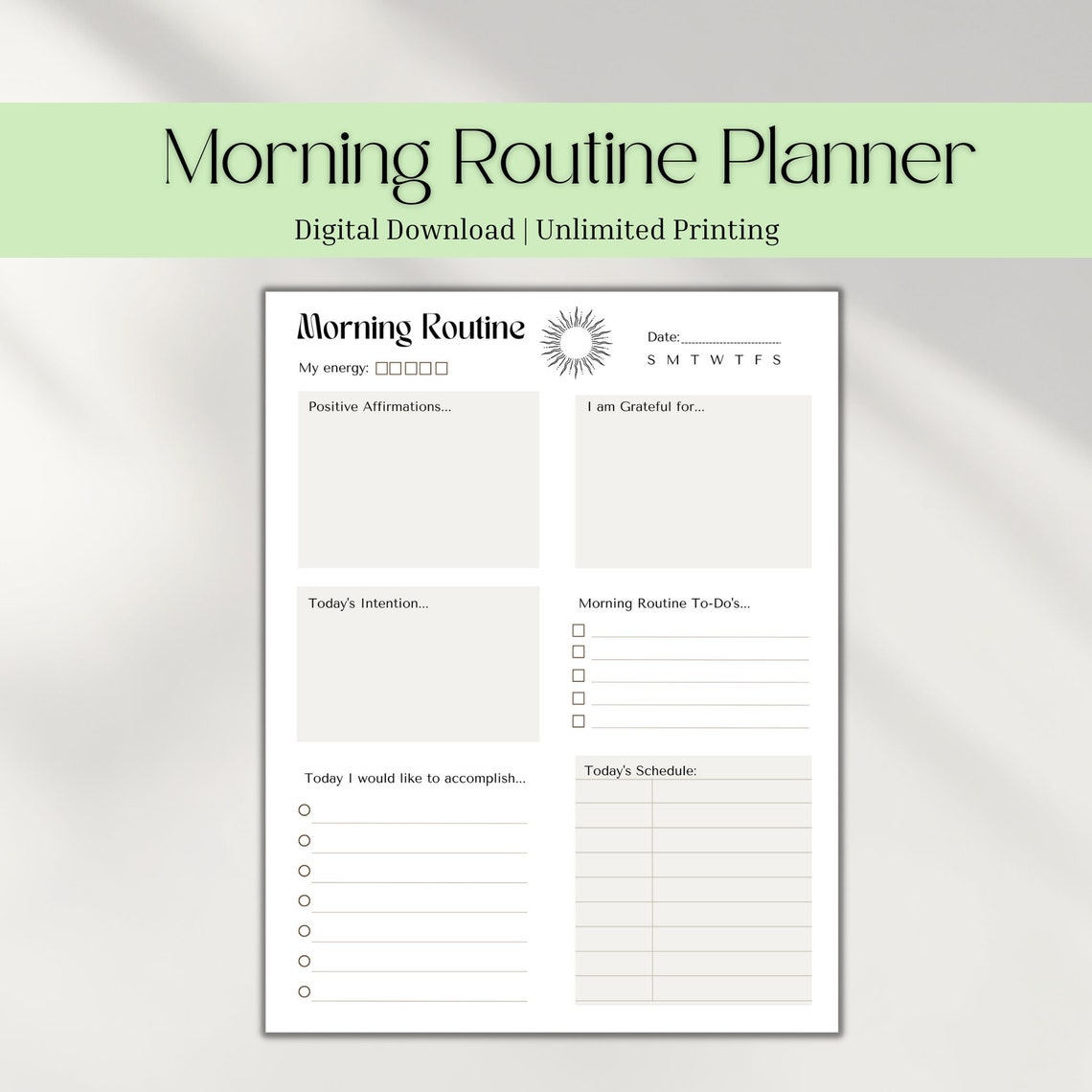 Morning Routine Planner Morning Routine Printable Morning - Etsy